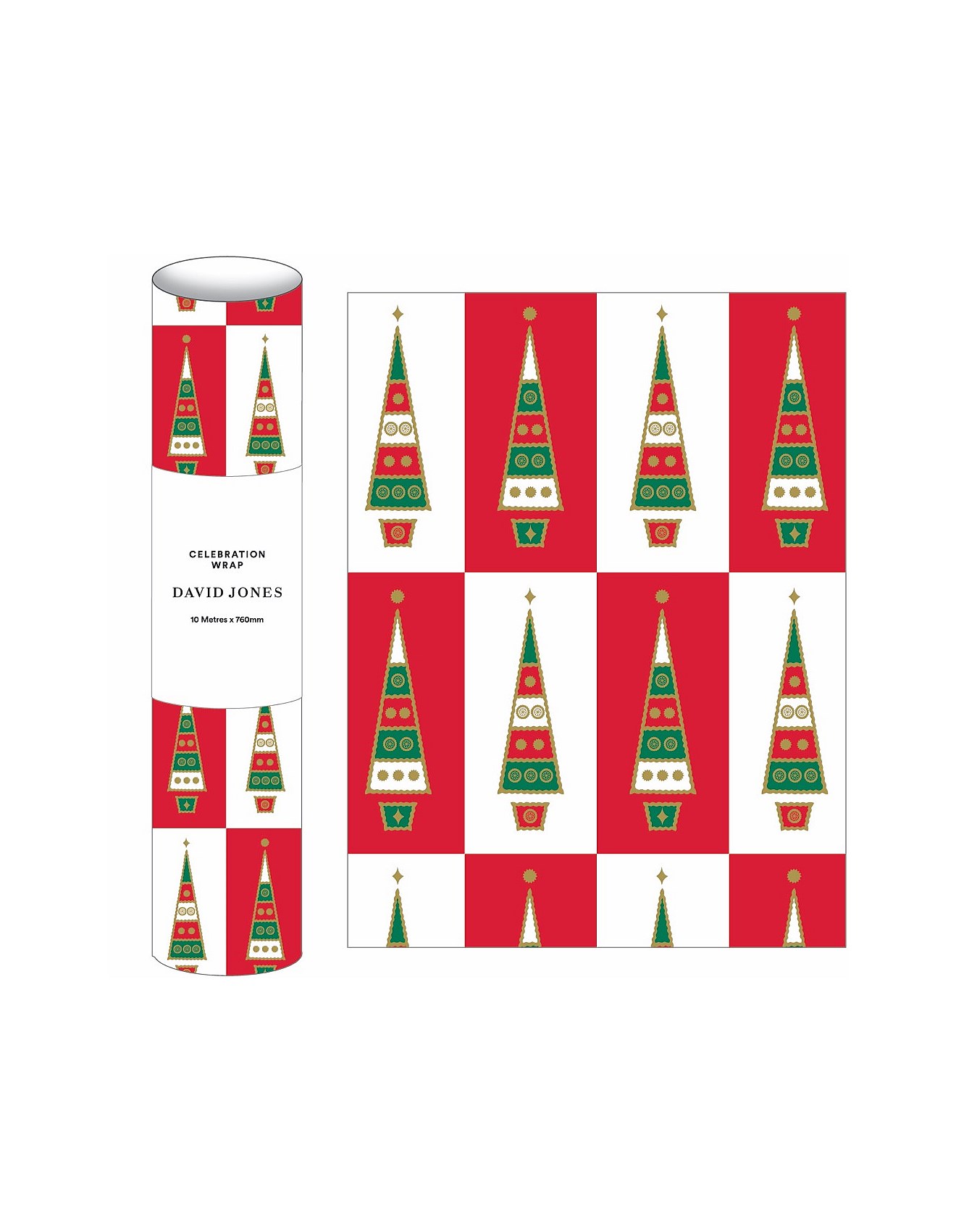 David Jones 5 M Christmas Rollwrap Heritage Checkerboard Tree | David Jones