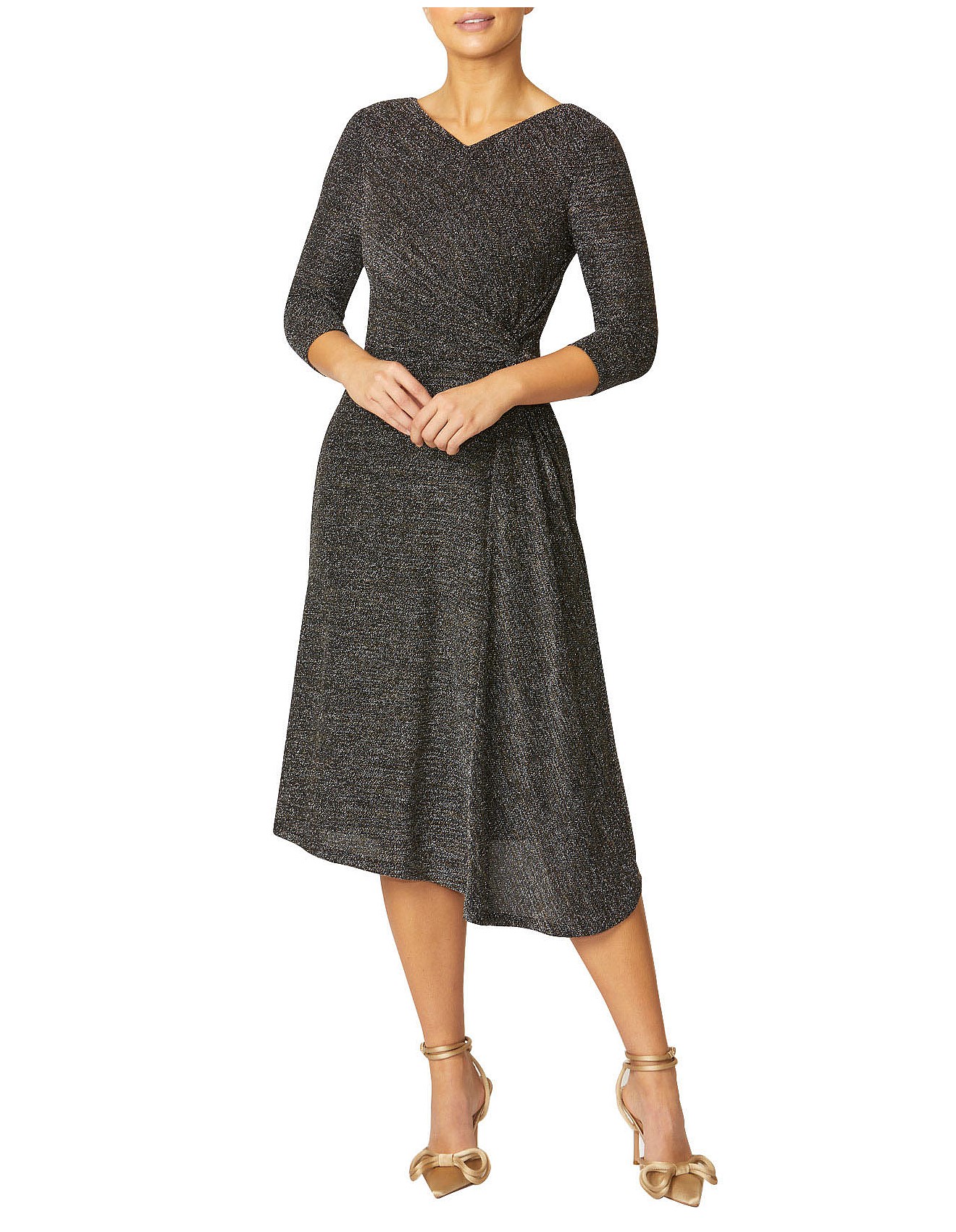 Anthea Crawford Tiffany Gold Stretch Knit Dress | David Jones