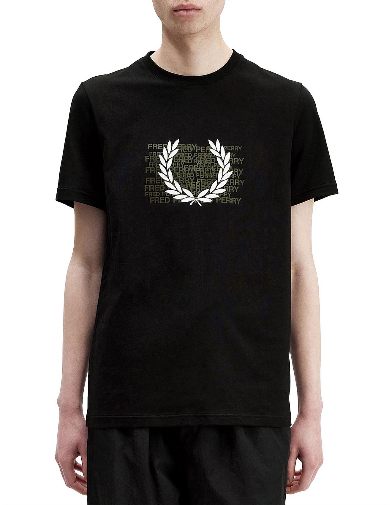 Fred Perry Graphic T-shirt With Bold Branding Black | David Jones