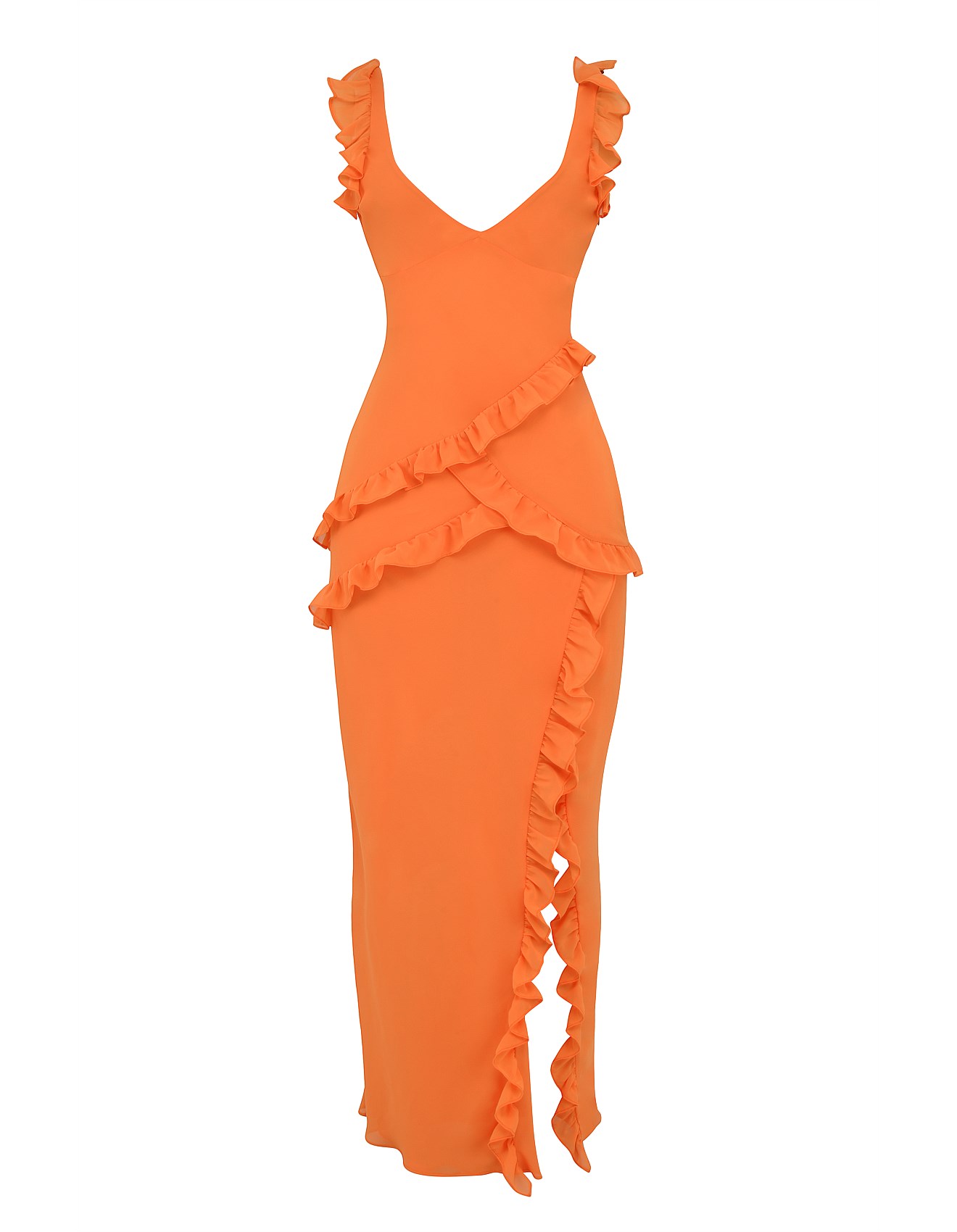 House Of Cb Pixie Flame Orange Ruffle Maxi Dress | David Jones
