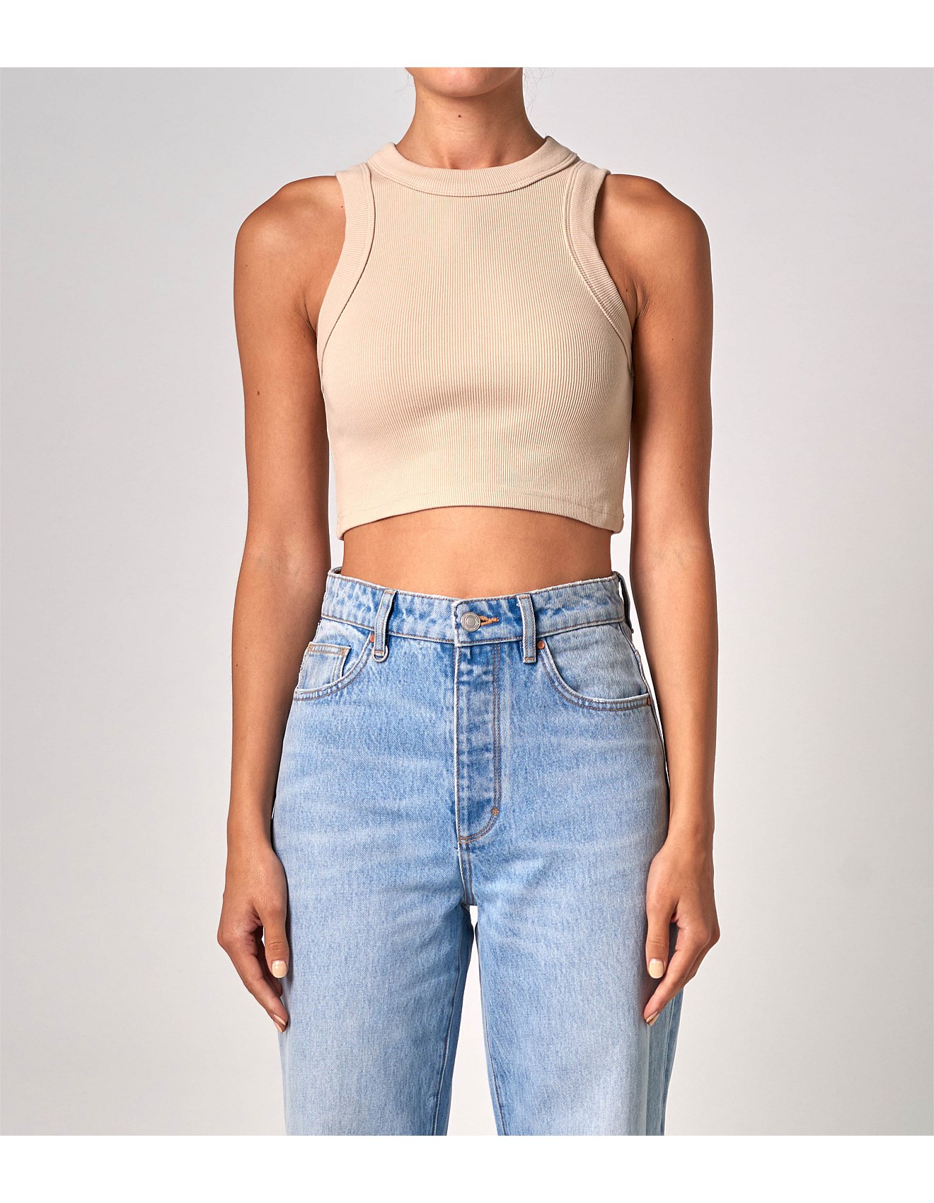 Neuw Denim Jonesy Rib Cotton Crop Singlet | David Jones