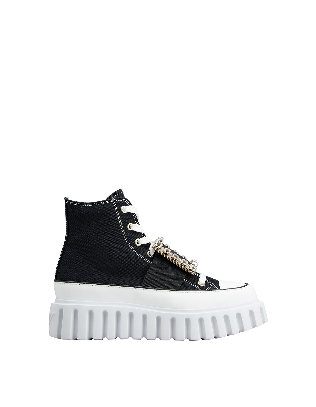 Roger Vivier Viv' Go-thick Strass Buckle Hi-top Sneakers In Canvas ...