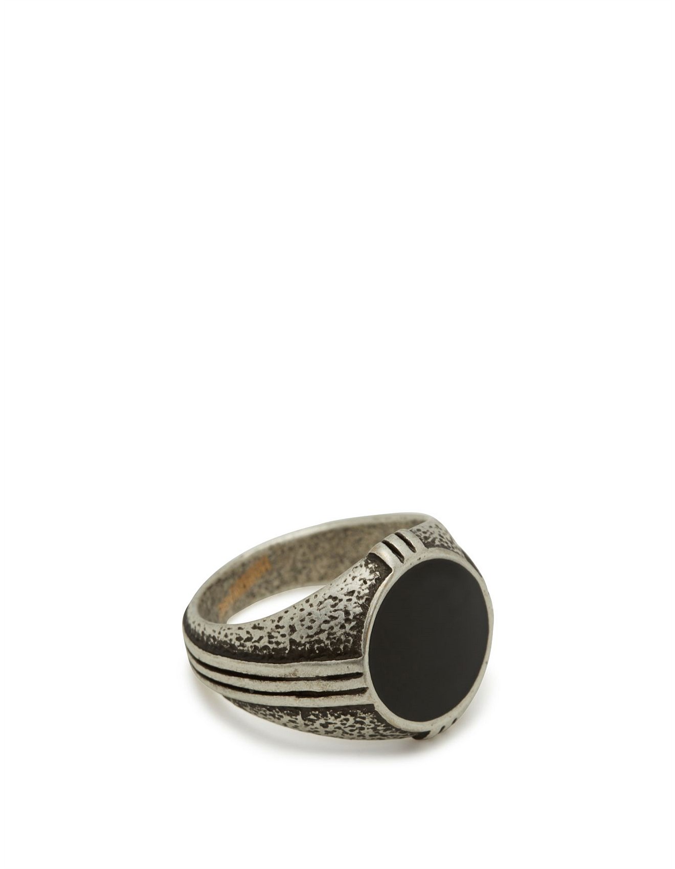 Alta Linea Antique Ip Stainless Steel/balck Epoxy Signet Ring | David Jones