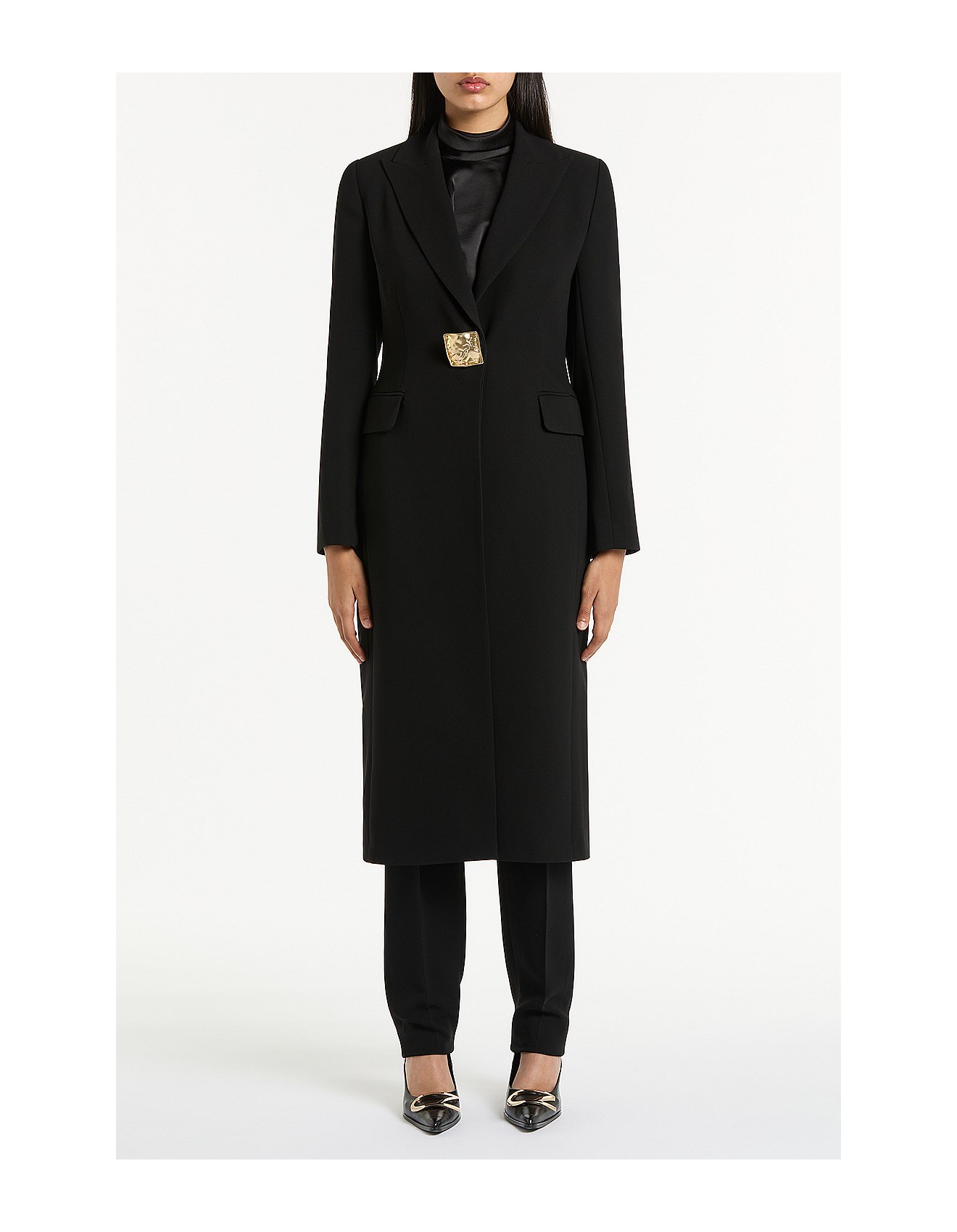 Carla Zampatti Black Crepe Florence Coat | David Jones