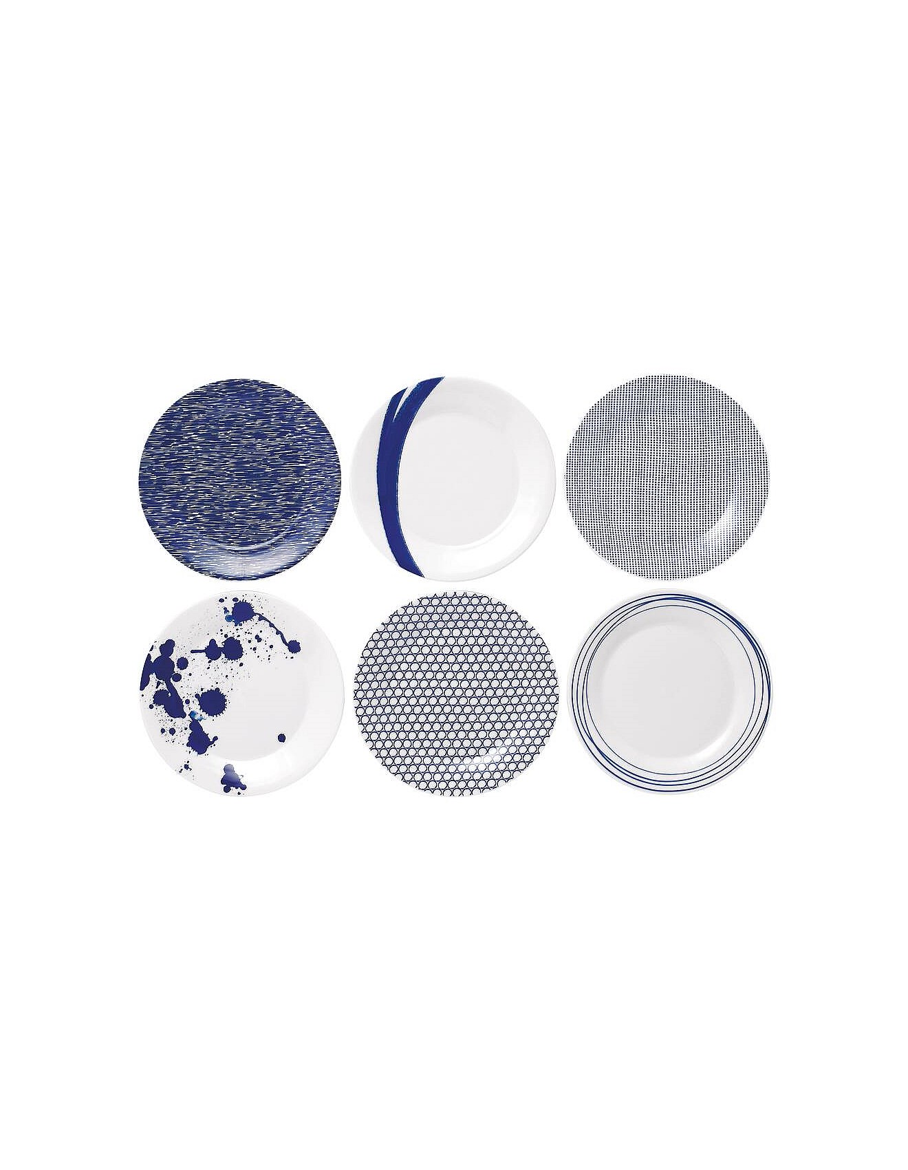 Royal Doulton 1815 Pacific Plate 24cm, Blue Mixed Patterns, Set Of 6 ...