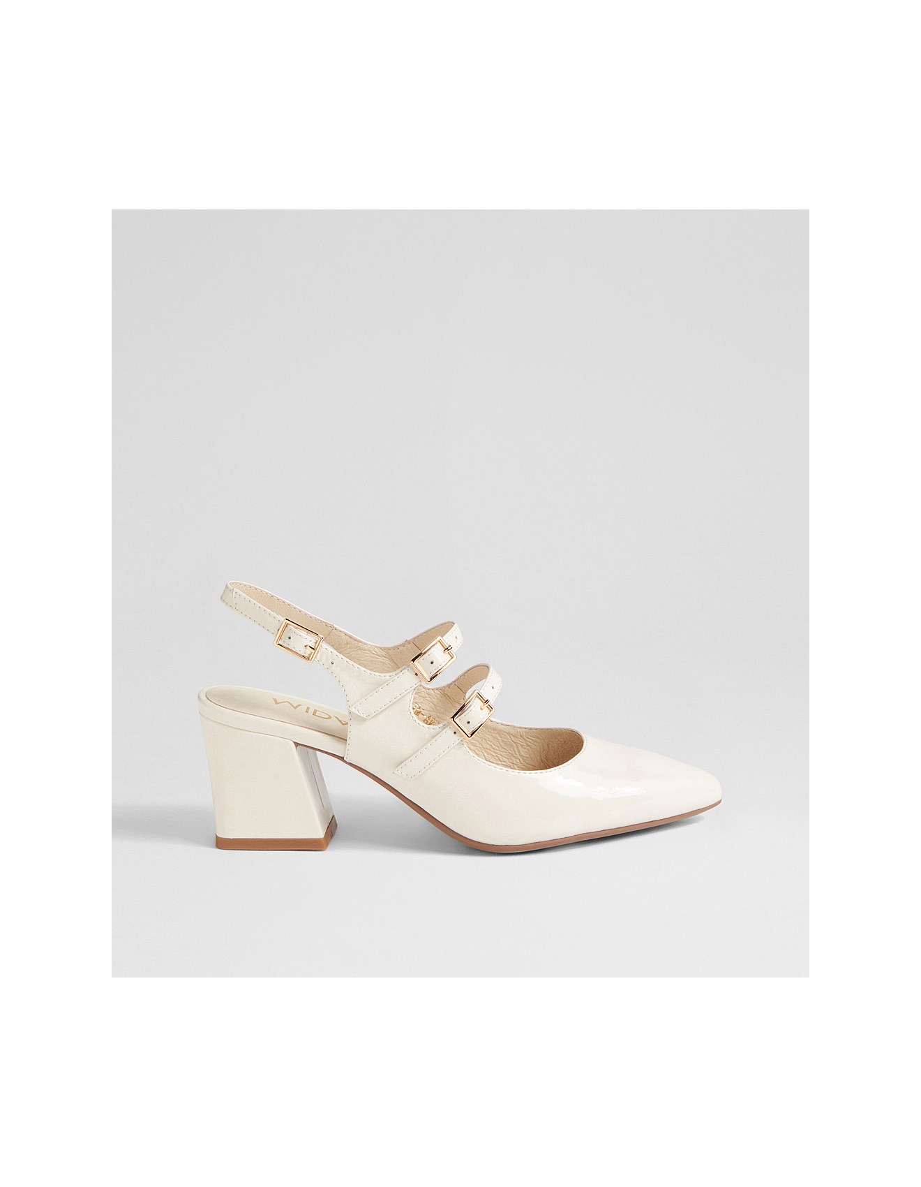 Midas Merina Ivory Patent Leather Heel Shoes | David Jones