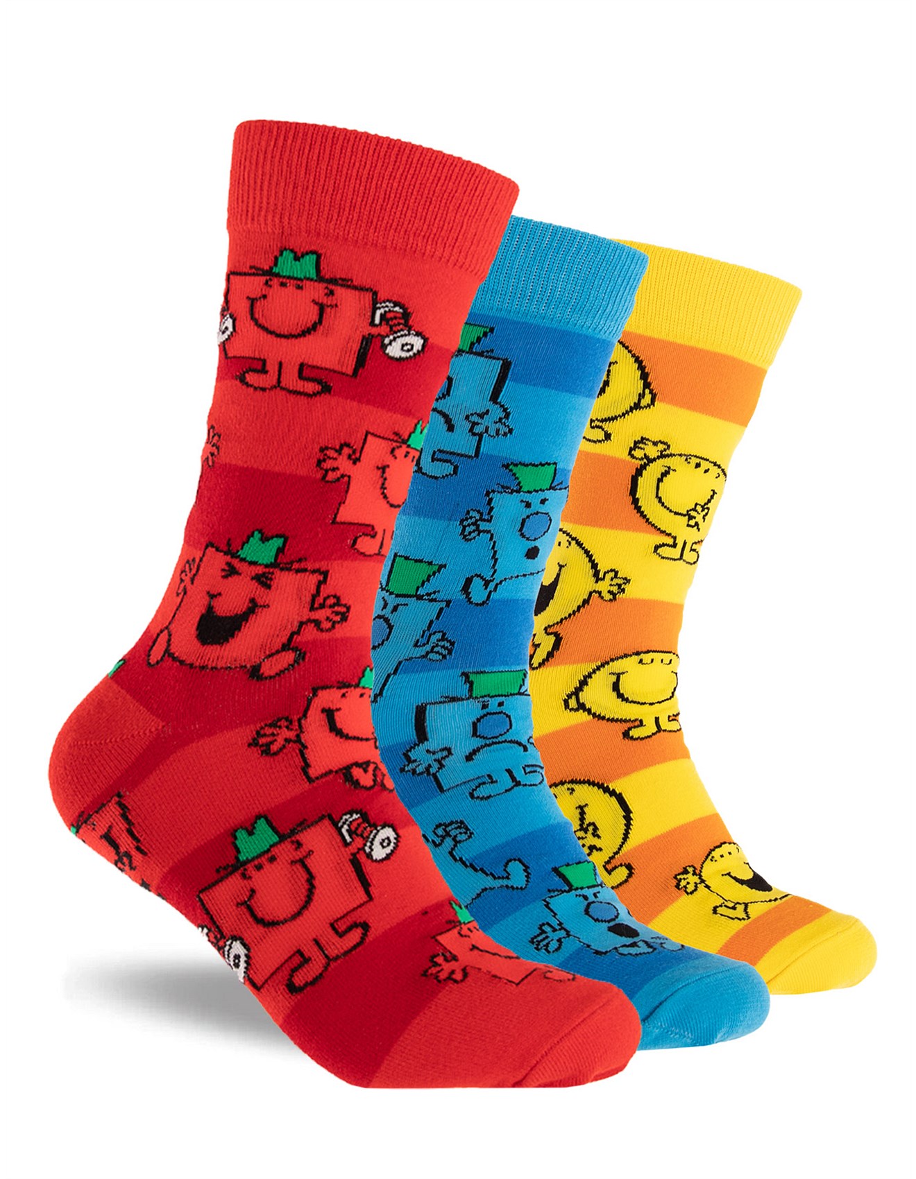 Mitch Dowd Mr Men Stripes Sock 3 Pack | David Jones