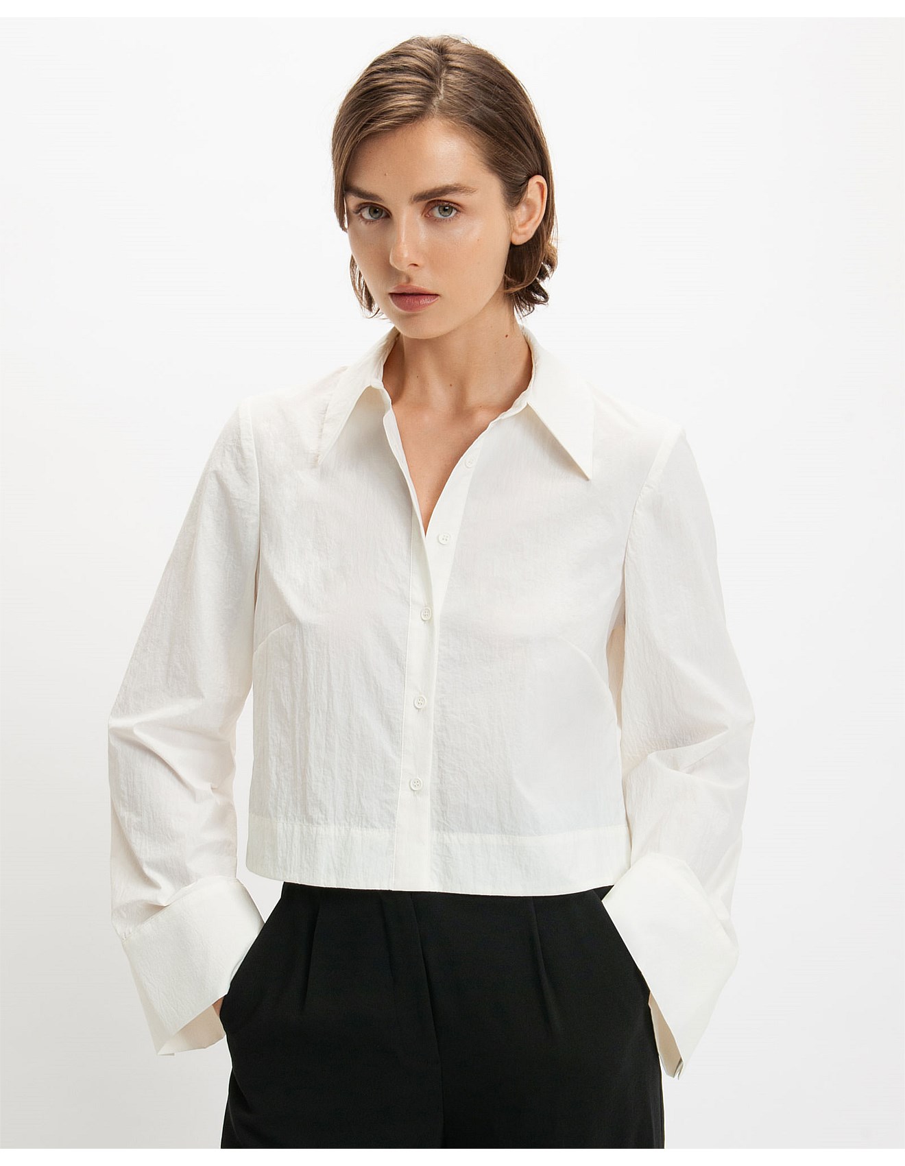 Cue Cropped Button Down Shirt | David Jones