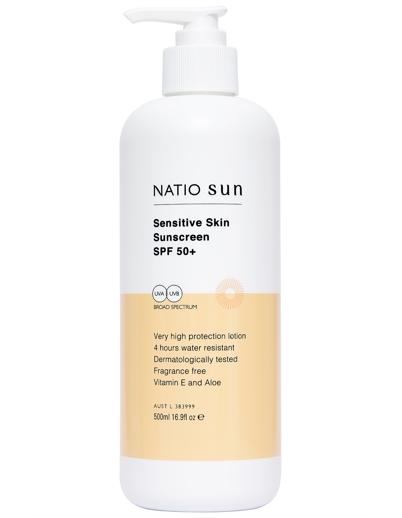 Natio Sensitive Skin Sunscreen Spf 50+ 500ml | David Jones