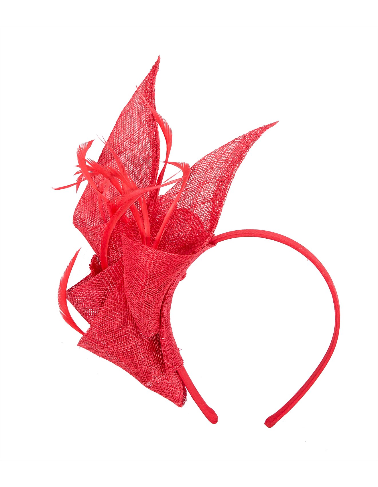 Max Alexander Small Pointy Red Sinamay Fascinator With Soft Feathers ...