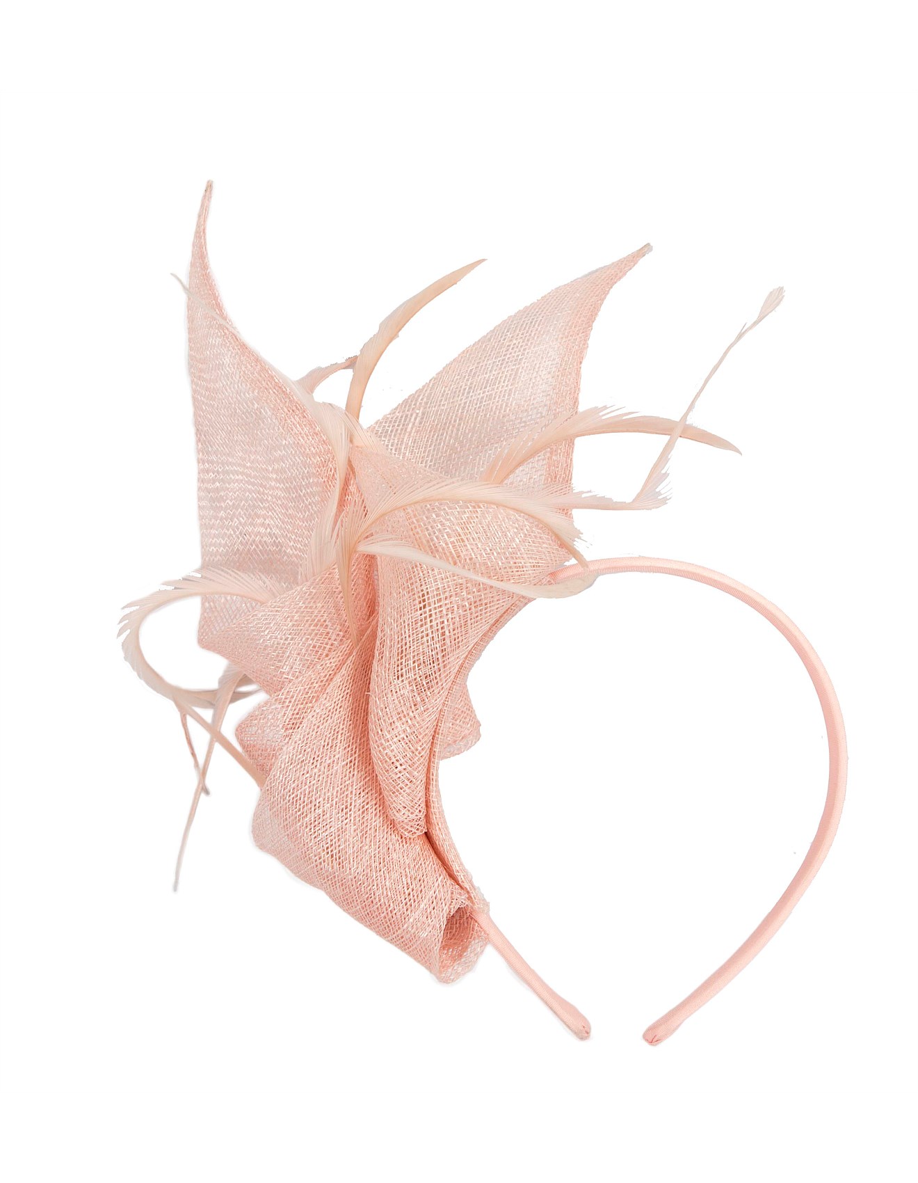 Max Alexander Small Pointy Blush Sinamay Fascinator With Soft Feathers ...