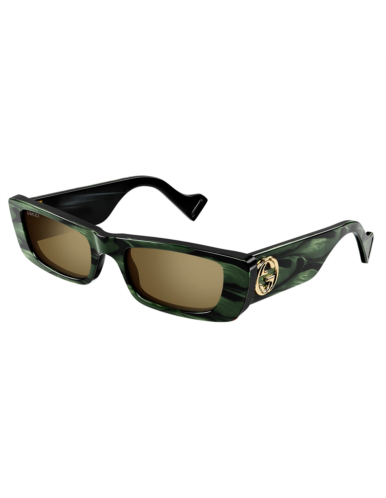 Gucci Green Rectangle Sunglasses | David Jones