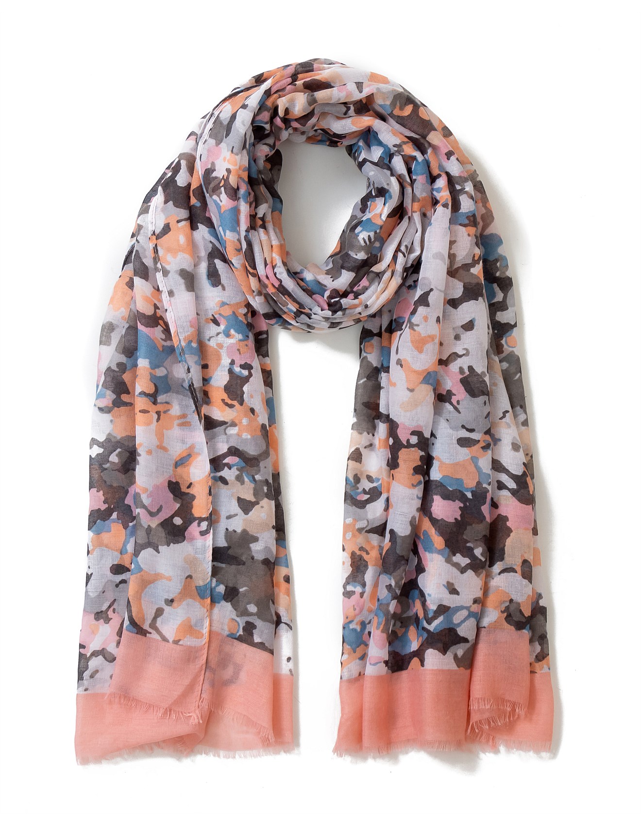 Gregory Ladner Floral Print Scarf With Border | David Jones