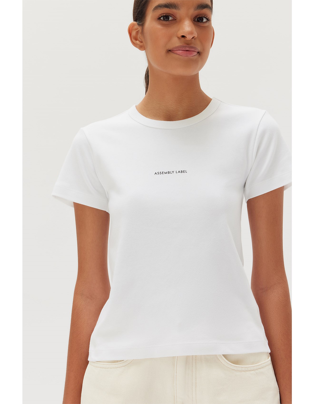 Assembly Label Micro Organic Logo T-shirt White | David Jones