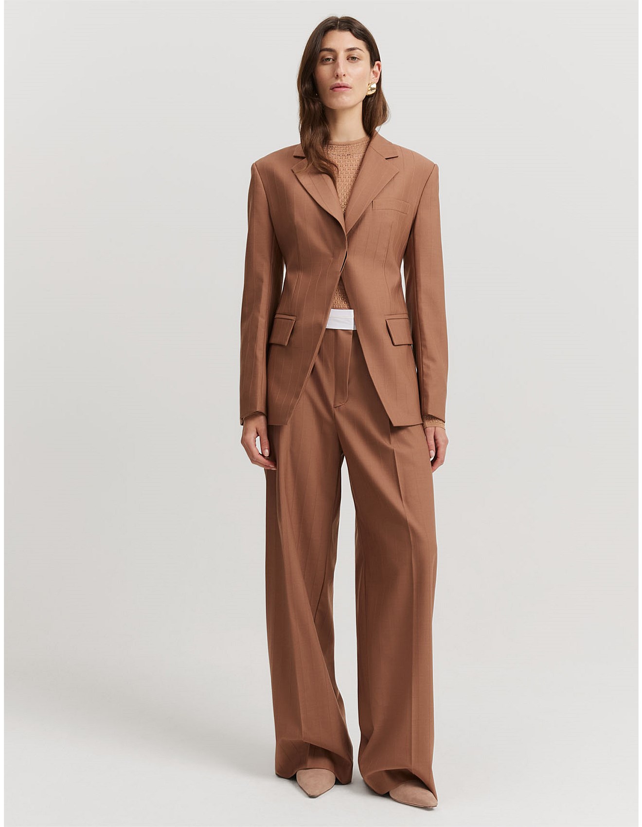 Country Road Self Stripe High Break Blazer | David Jones