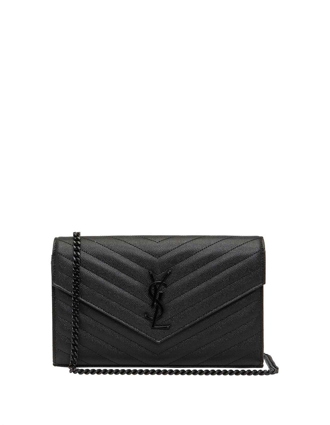 Saint Laurent Ysl Chain Wallet With Removable Chain Black Logo | David ...