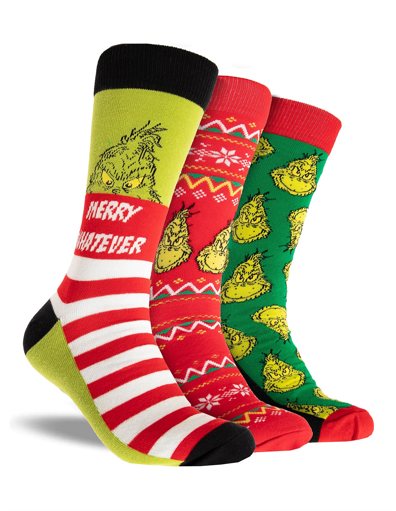 Mitch Dowd Grinch Whatever Socks 3 Pack | David Jones