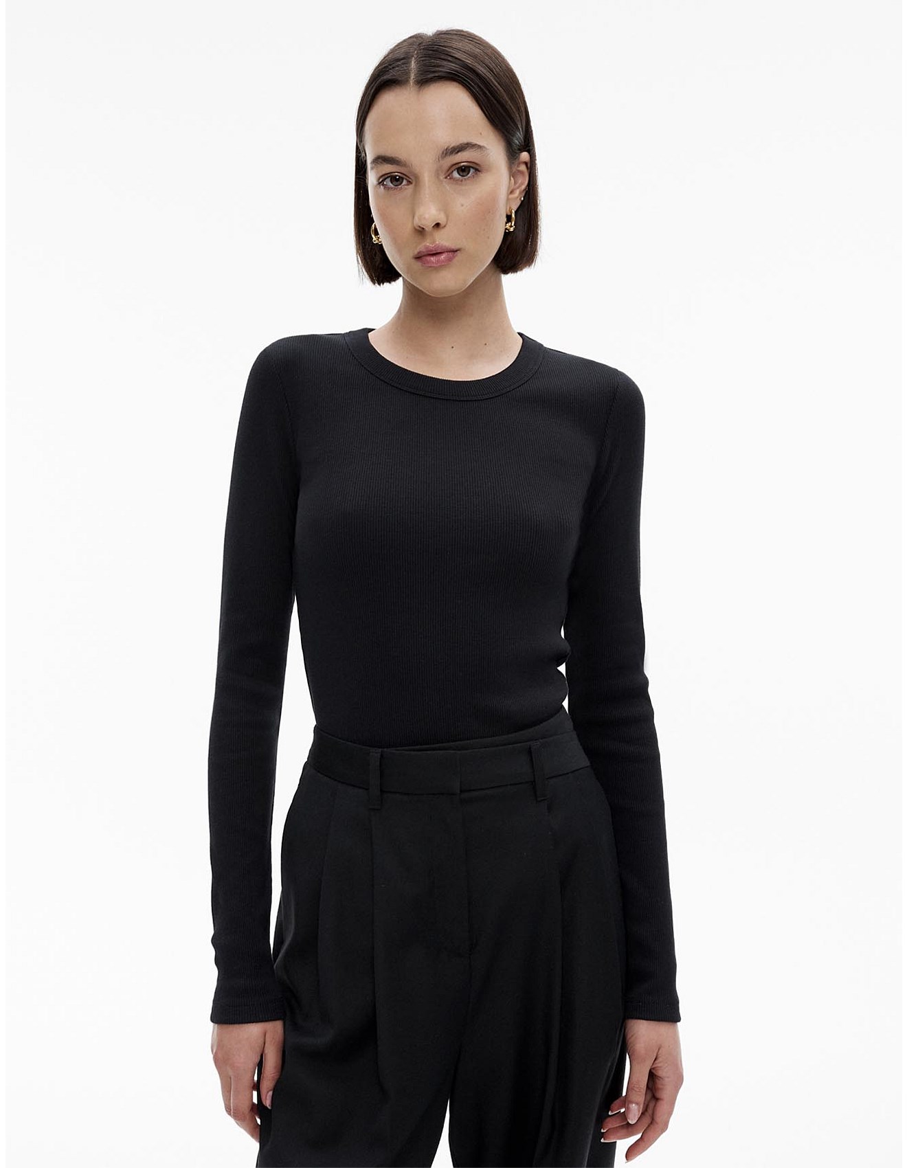 Witchery Long Sleeve Rib Top | David Jones