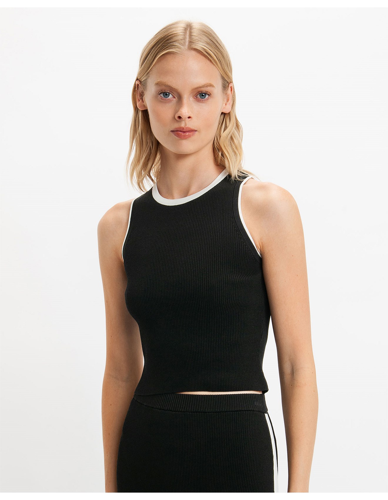 Cue Contrast Ribbed Knit Tank | David Jones