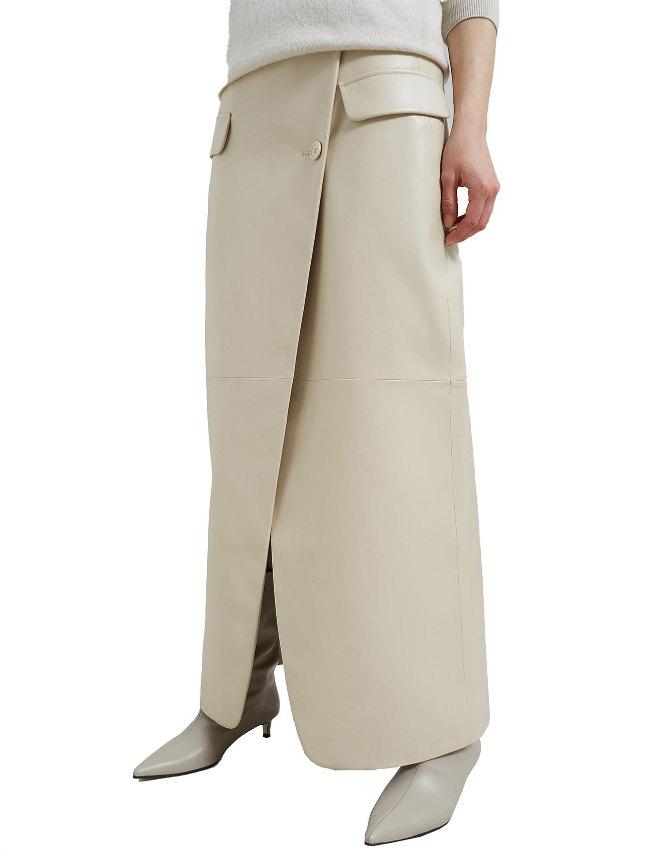 The Frankie Shop Nan Long Faux Leather Cross Maxi Skirt | David Jones