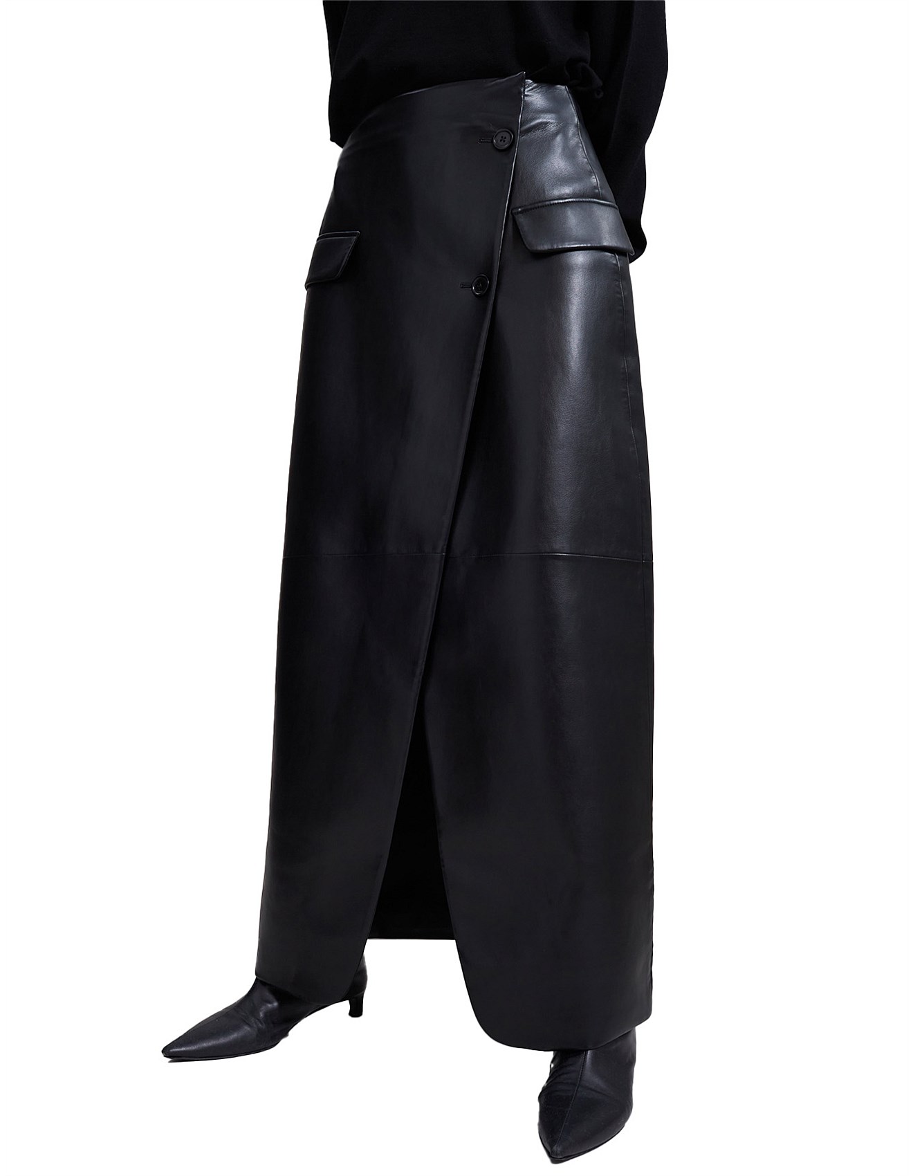 The Frankie Shop Nan Long Faux Leather Cross Maxi Skirt | David Jones