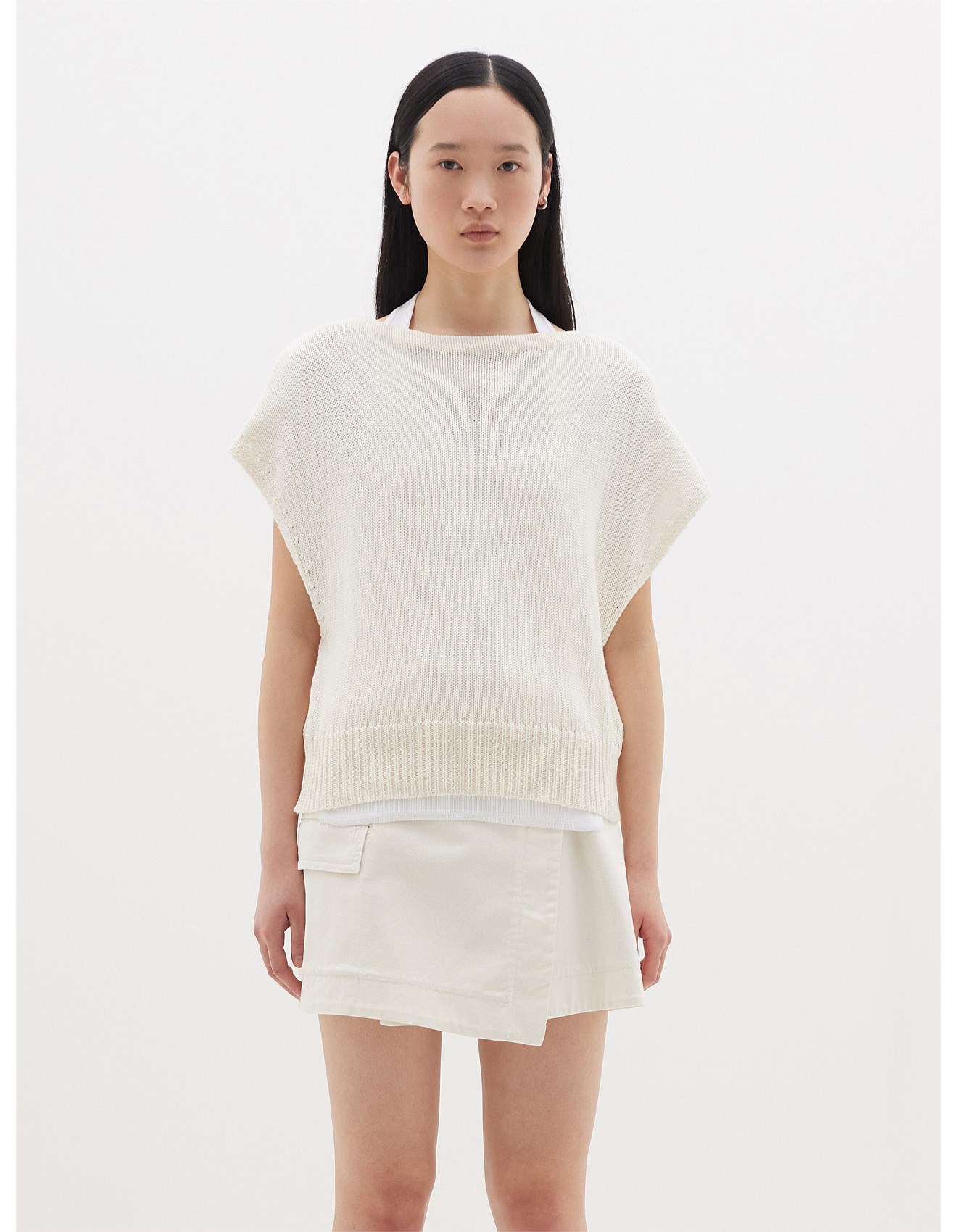 Bassike Boatneck Cap Sleeve Knit | David Jones