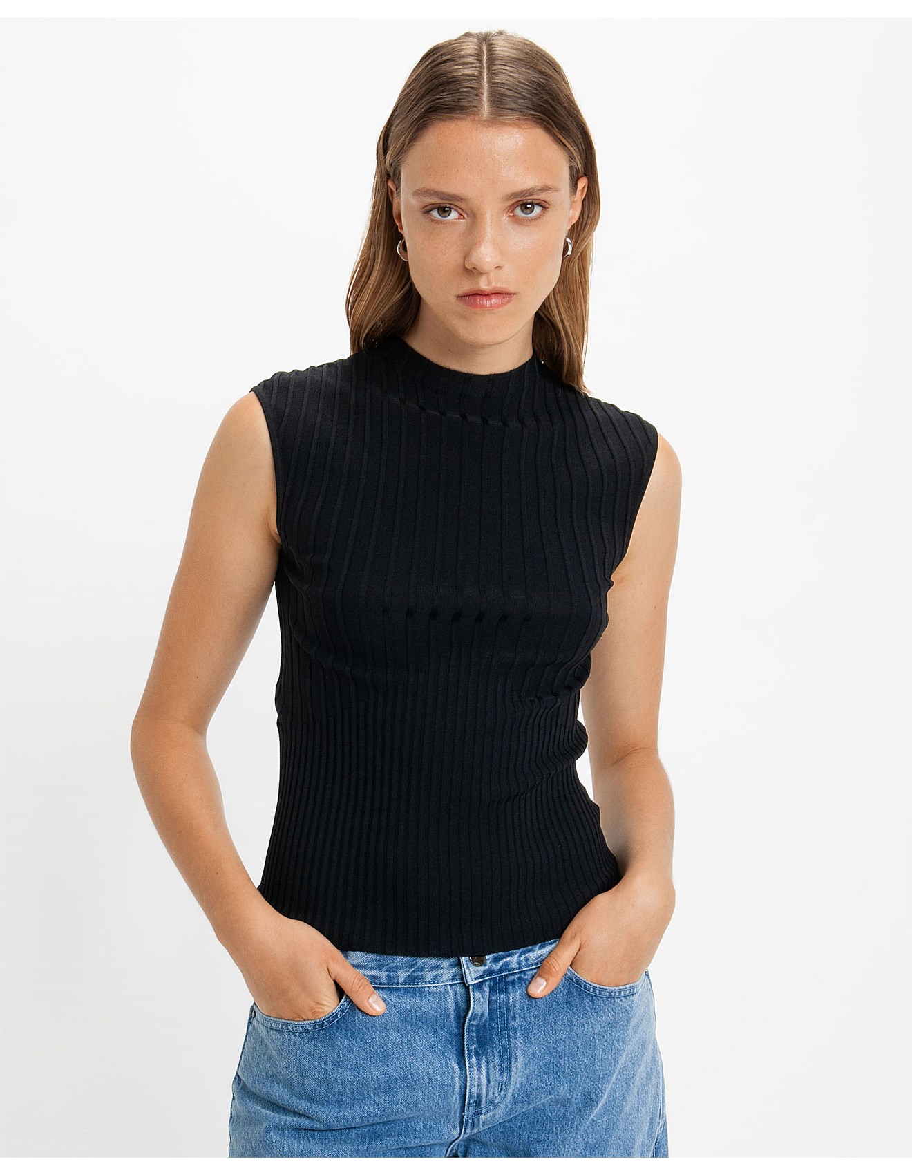 Cue Multi Rib Knit Tank | David Jones