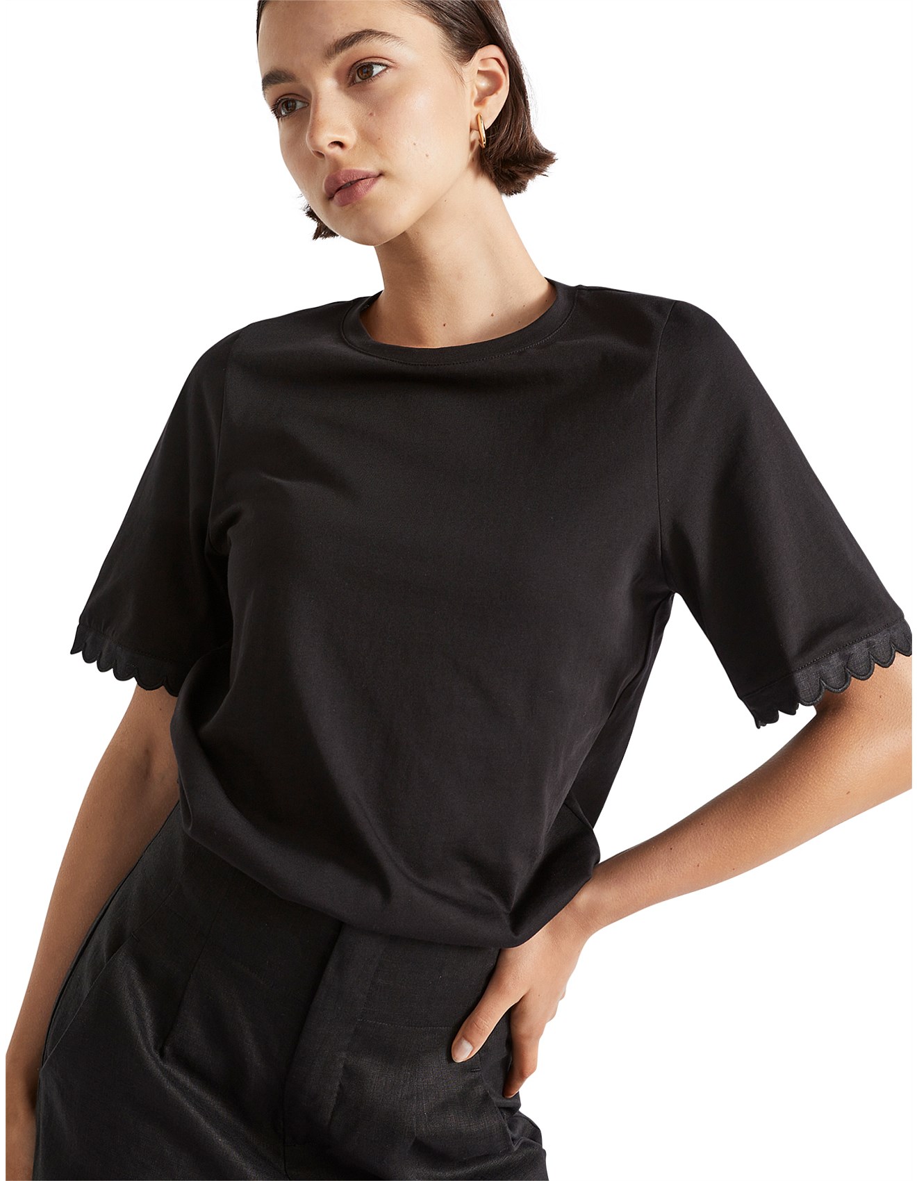 Seed Heritage Scallop Trim Tee | David Jones