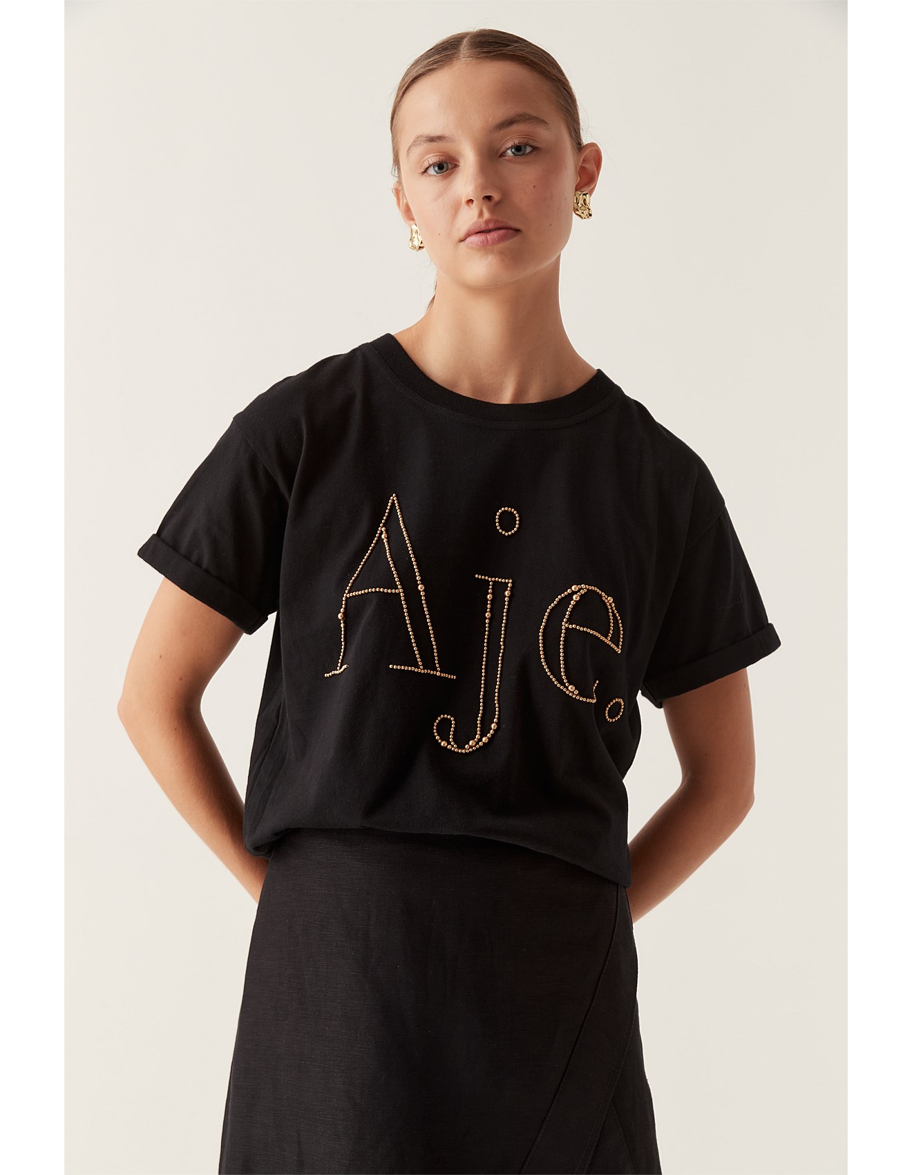 Aje Amity Beaded Oversized Tee | David Jones