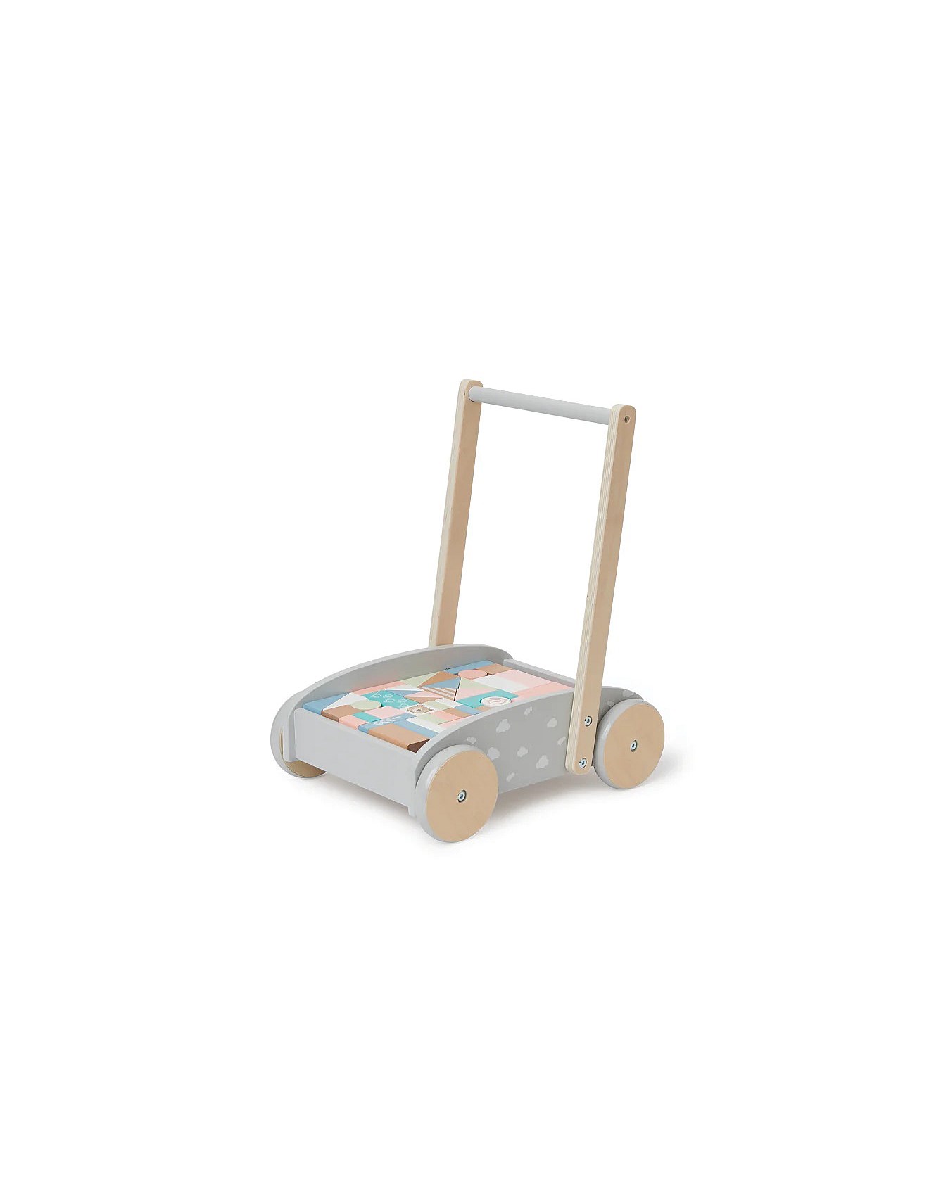 Bubble Wooden Push Cart & Walker With 45 Building Blocks | David Jones