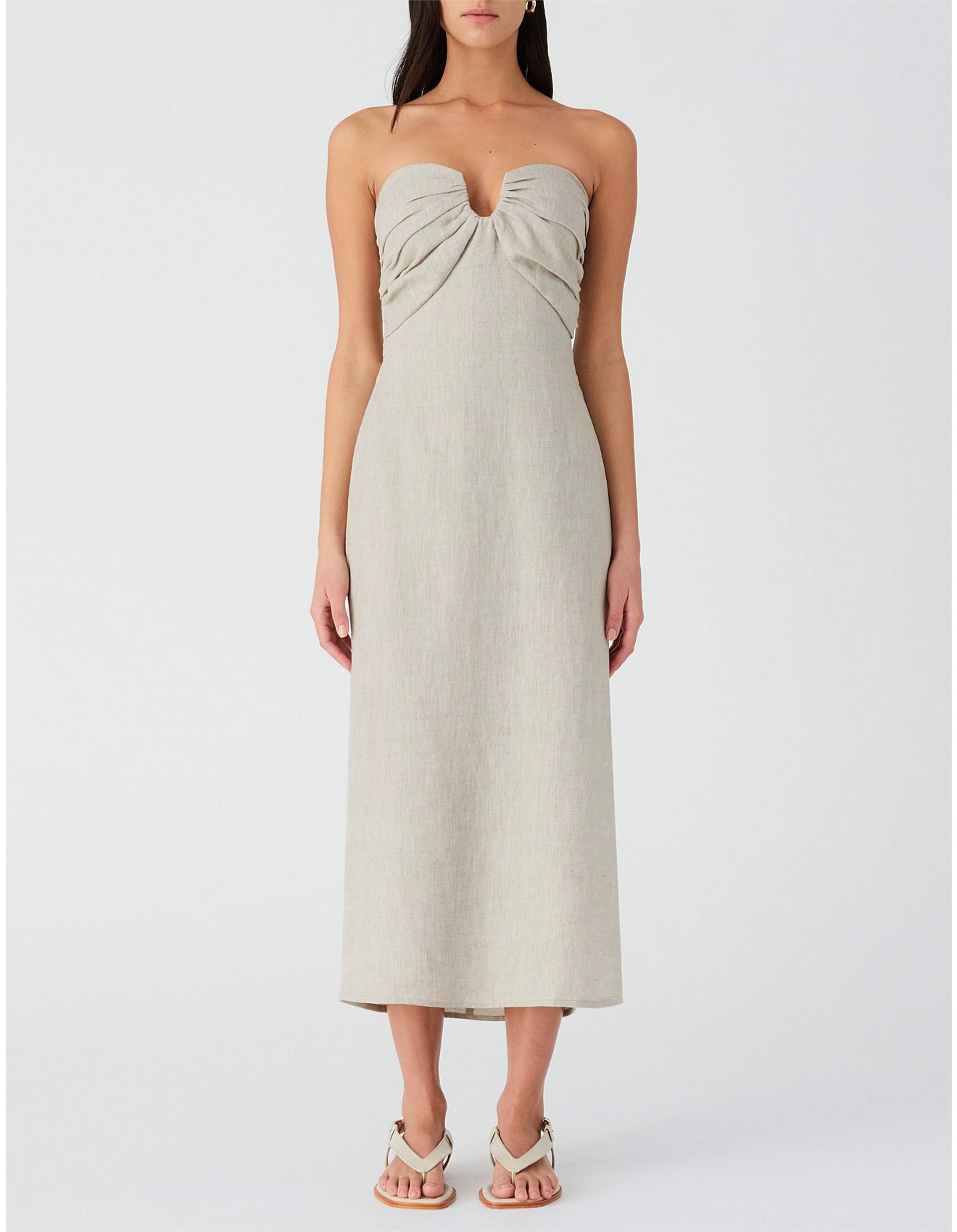 Misha Porter Strapless Linen Maxi Dress Parchment Beige | David Jones