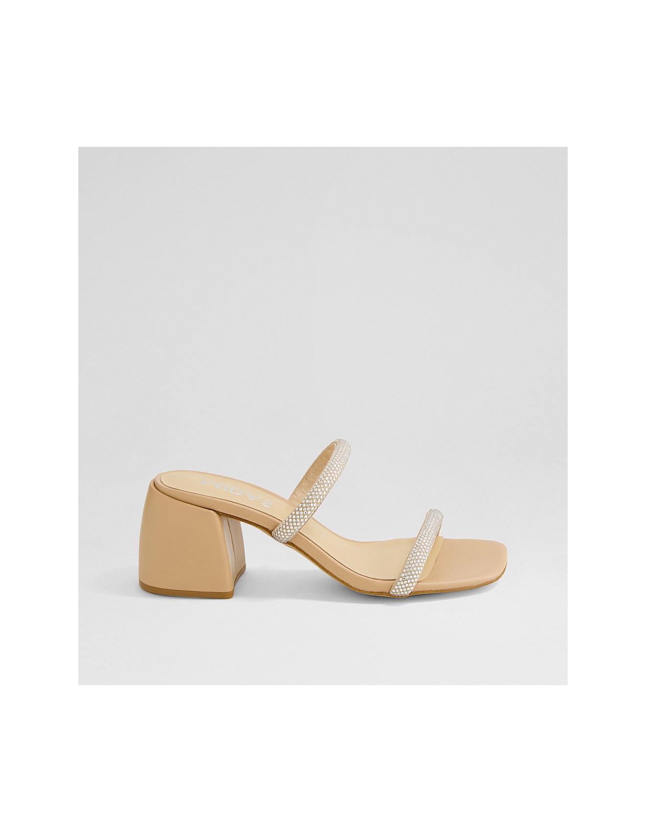 Midas Bonness Silver Nude Jewels Leather Slides | David Jones