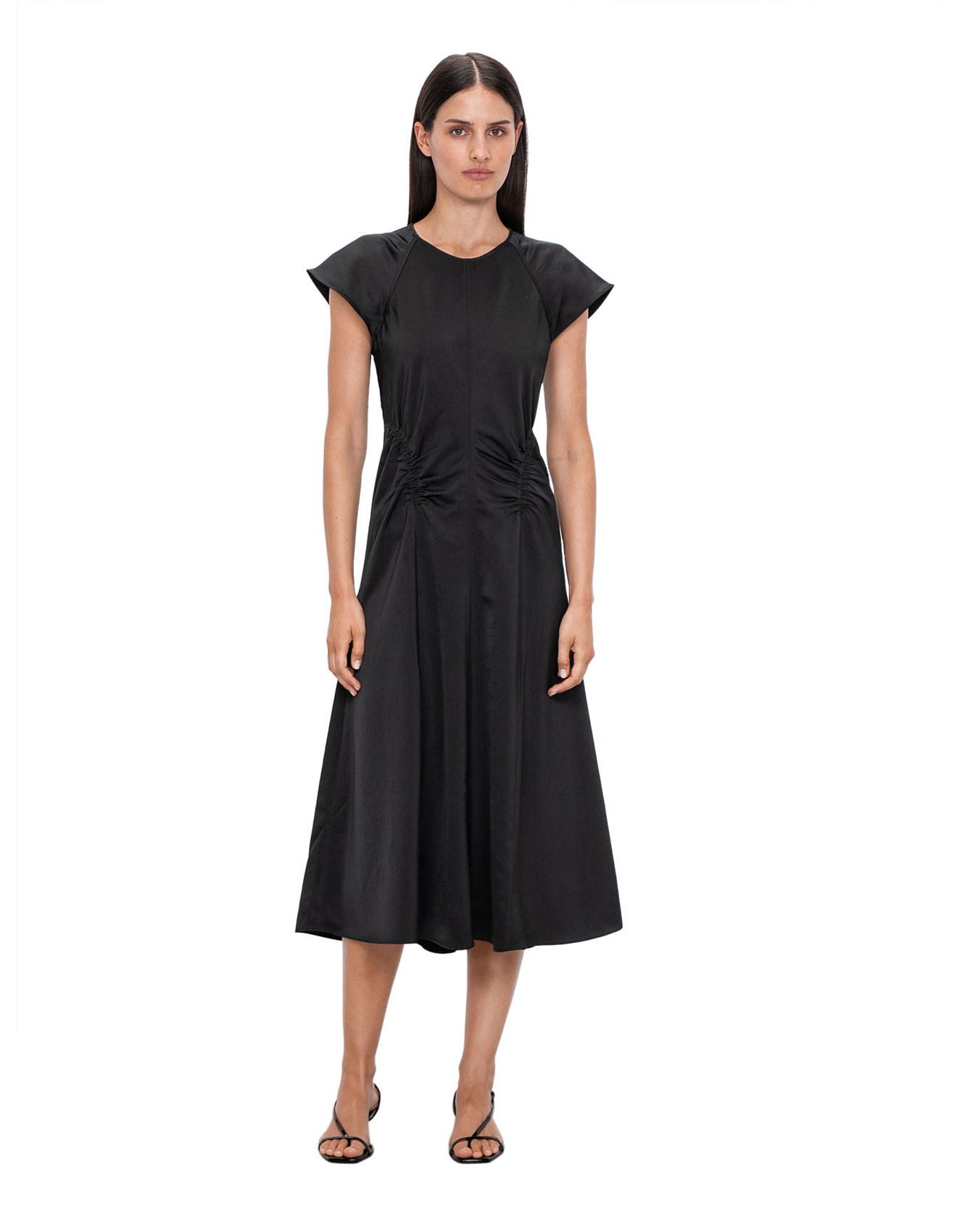 Veronika Maine Washer Satin Gathered Dress | David Jones