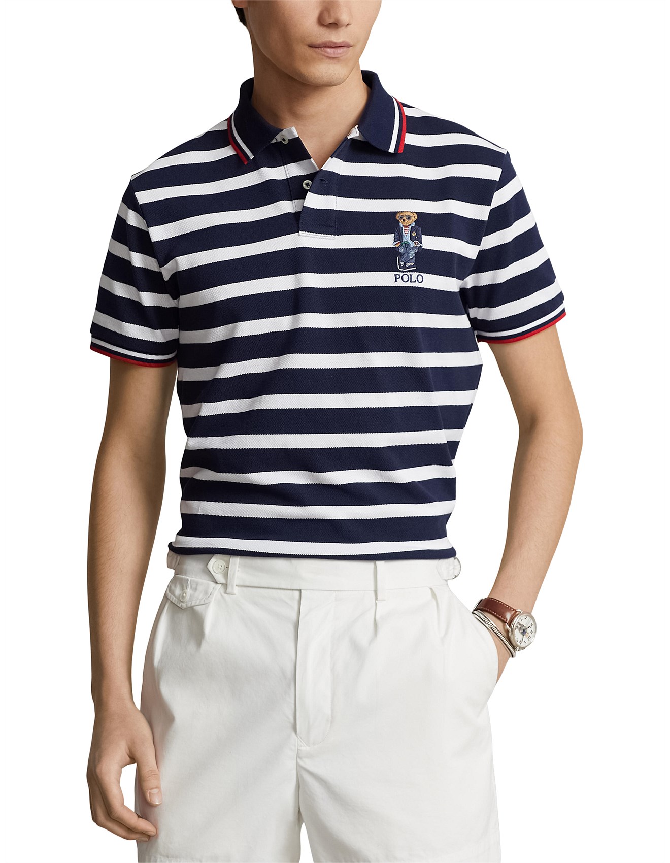 Polo Ralph Lauren Custom Slim Polo Bear Mesh Polo Shirt | David Jones