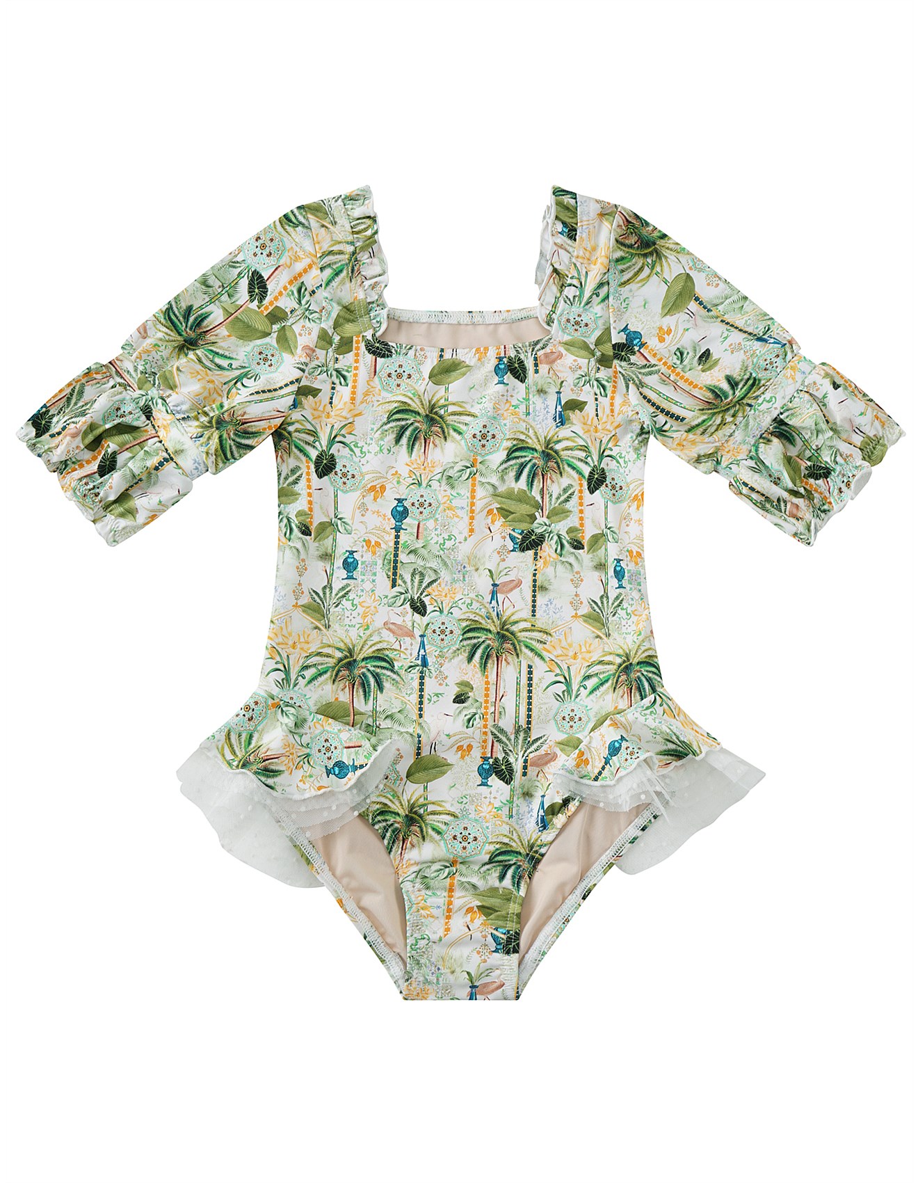 Aqua Blu Madagascar Short Sleeve Puff One Piece | David Jones