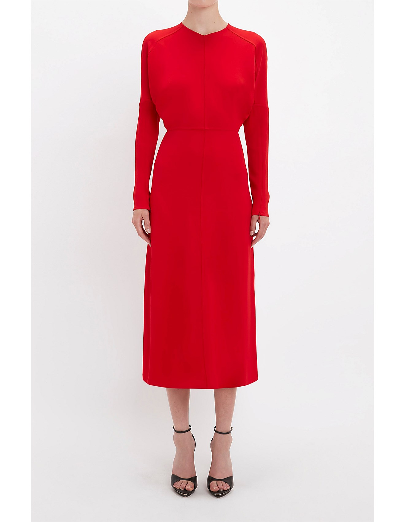 Victoria Beckham Dolman Midi Dress With Voluminous Underarm Drape ...