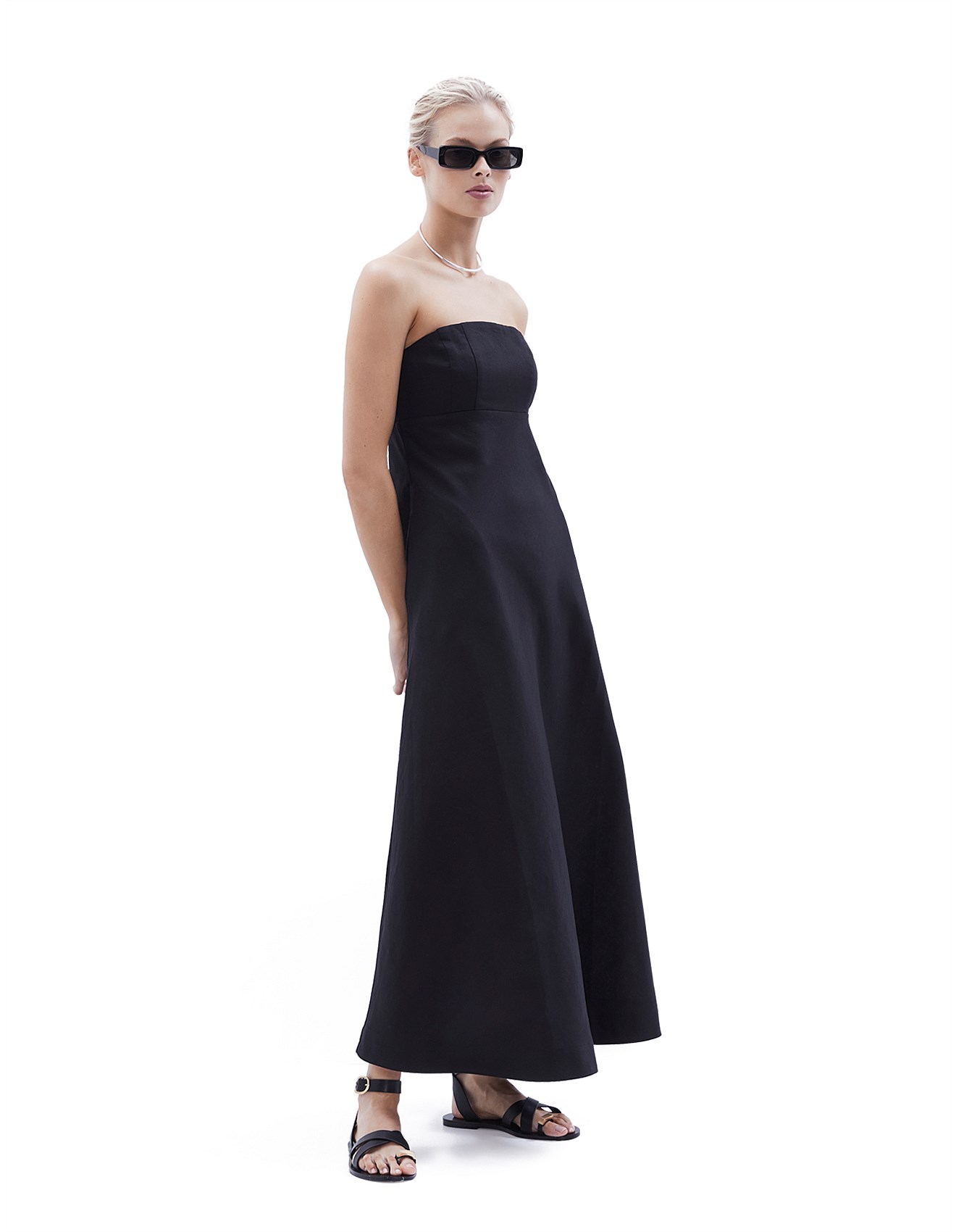 Unison Strapless Linen Midi Dress | David Jones