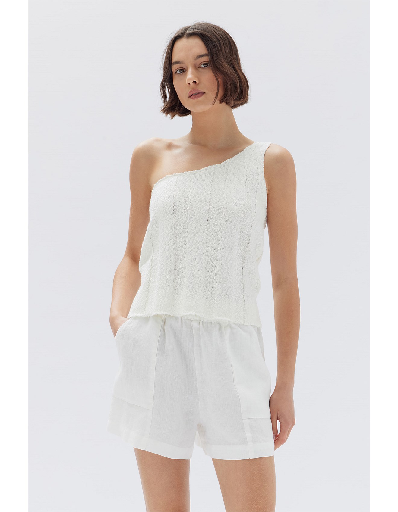 Assembly Label Caitlin Rib Knit Top Antique White | David Jones