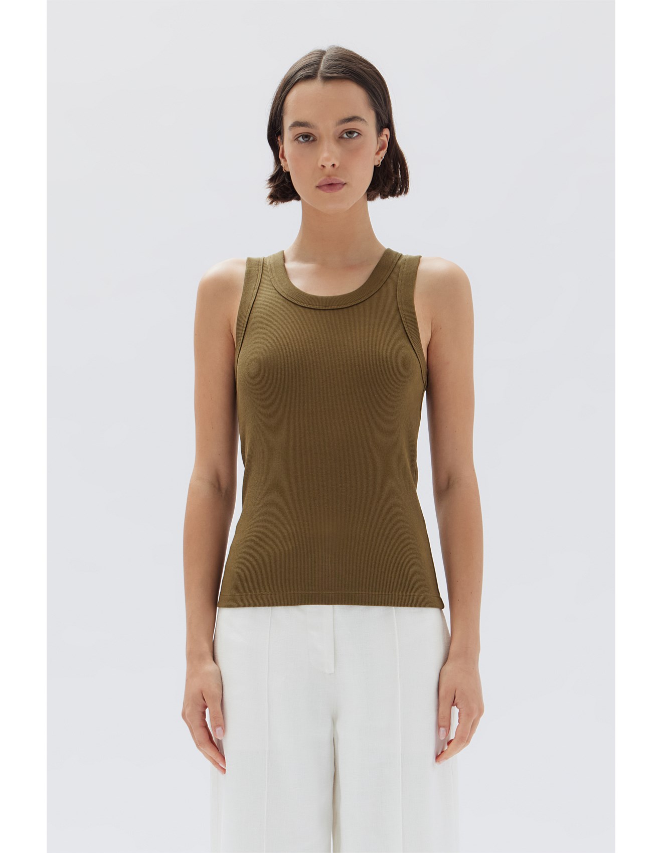 Assembly Label Miana Organic Rib Tank Pea | David Jones