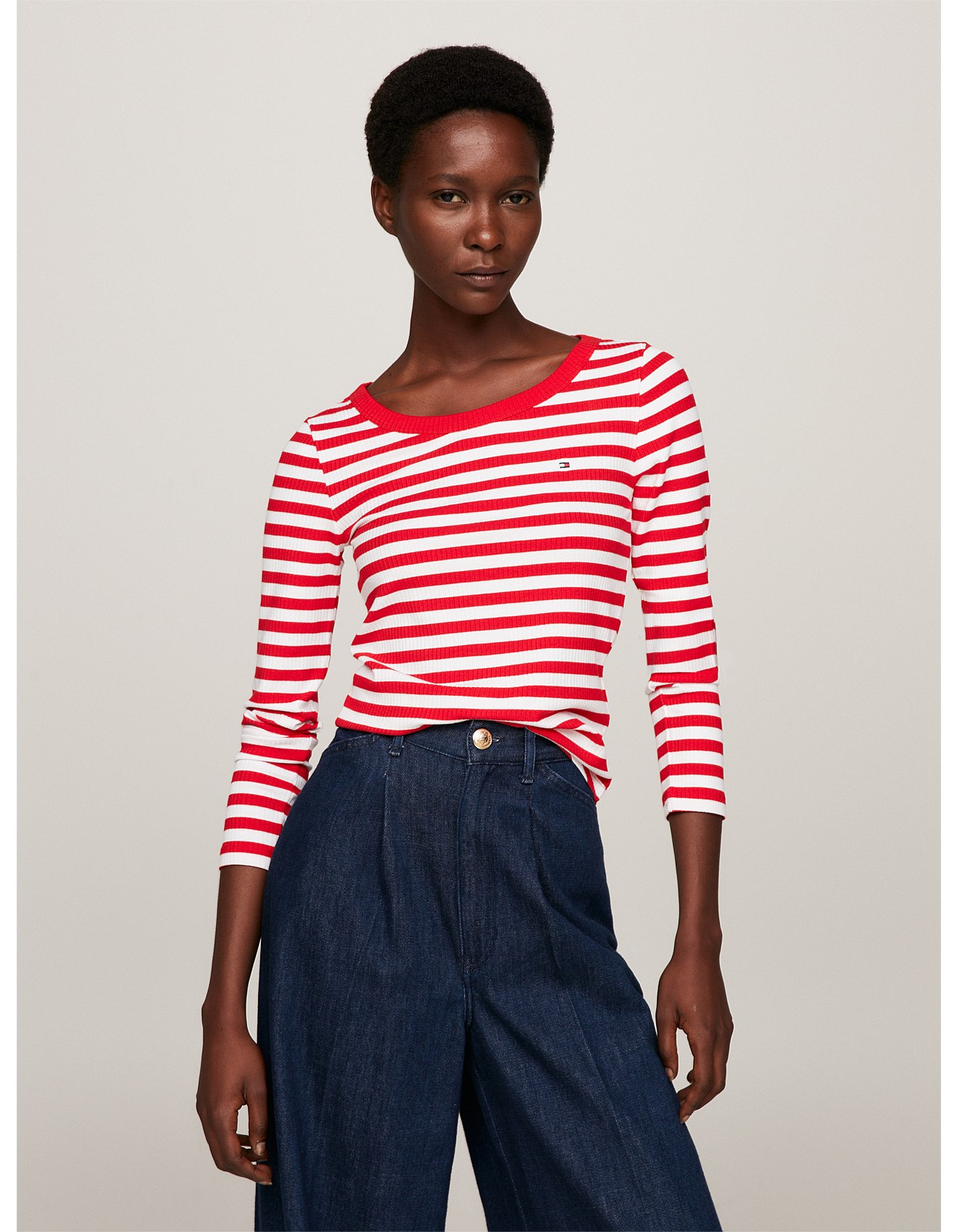 Tommy Hilfiger Slim 5x2 Rib O Neck Long Sleeve | David Jones