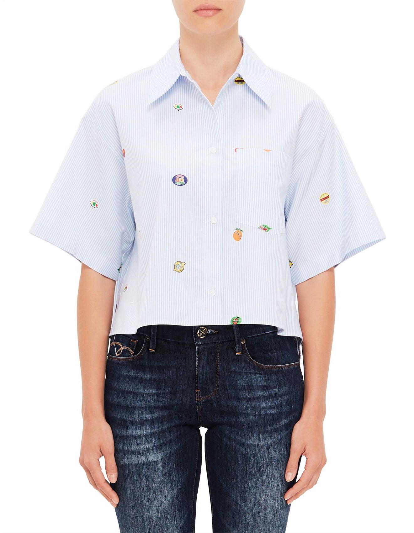 Kenzo Fruit Stickers Cropped Shirt | David Jones