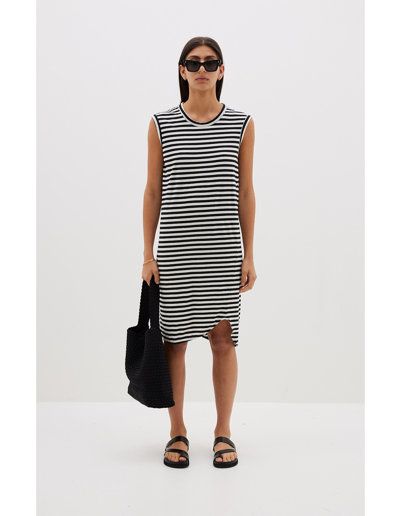 Bassike Stripe Slim Muscle Tank Dress | David Jones