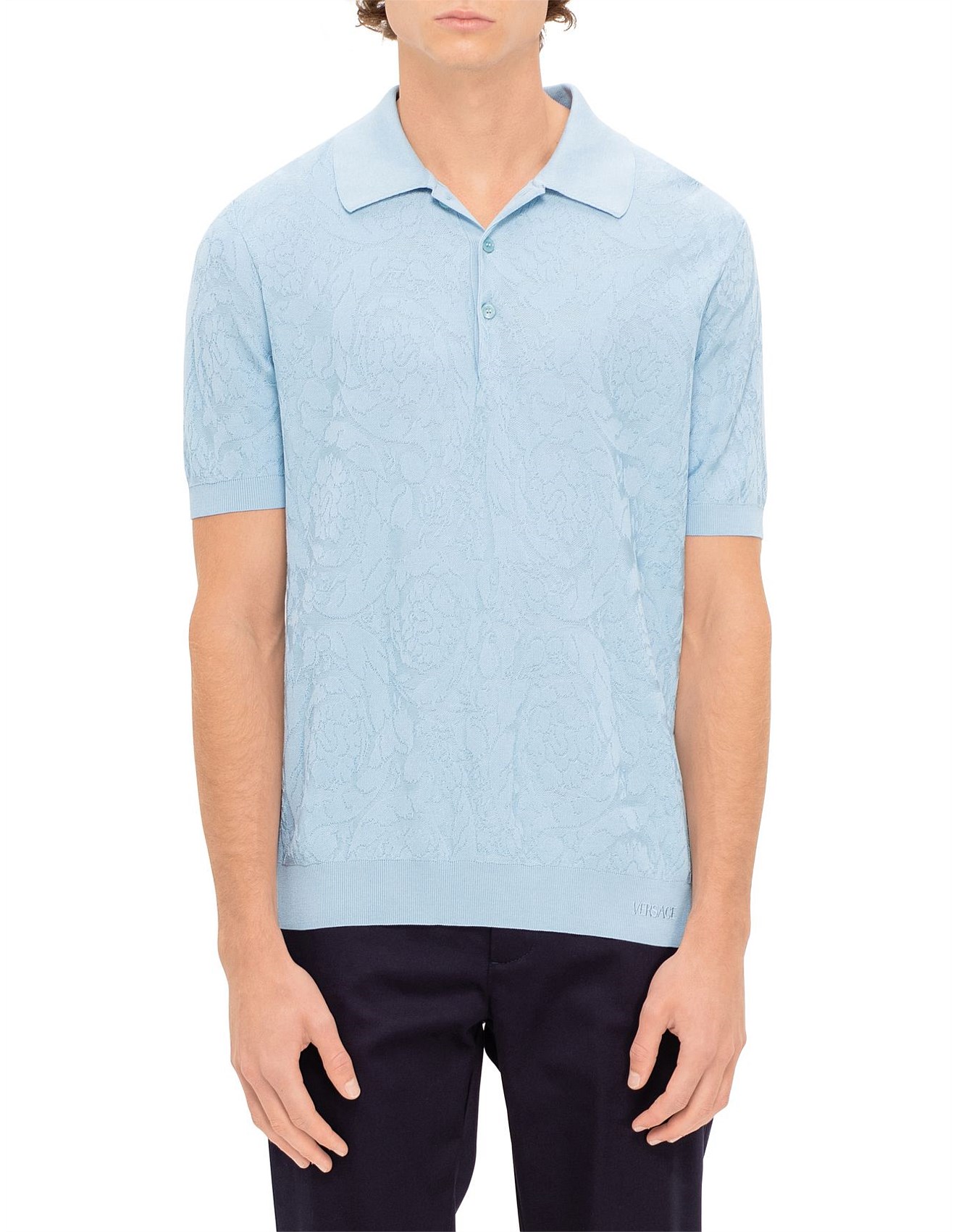 Versace Collection Barocco Texture Knit Polo | David Jones