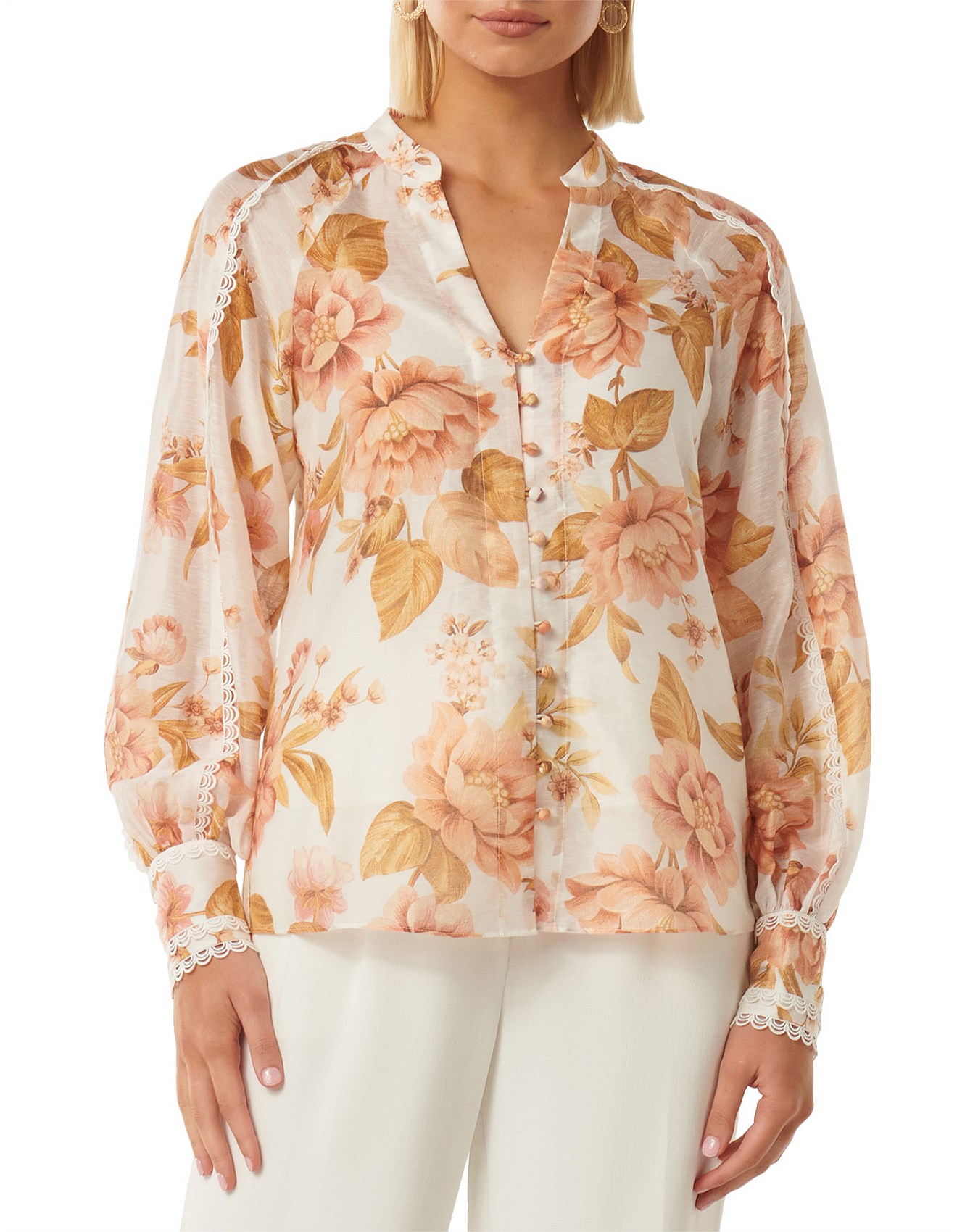 Forever New Tylar Trimmed Blouse | David Jones