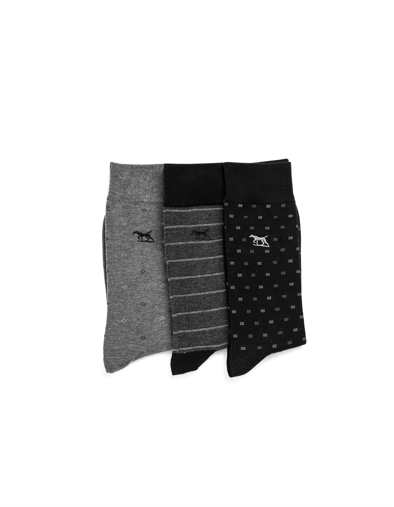 Rodd & Gunn Seafcliff Multi Sock 3 Pack -Nero Multi | David Jones