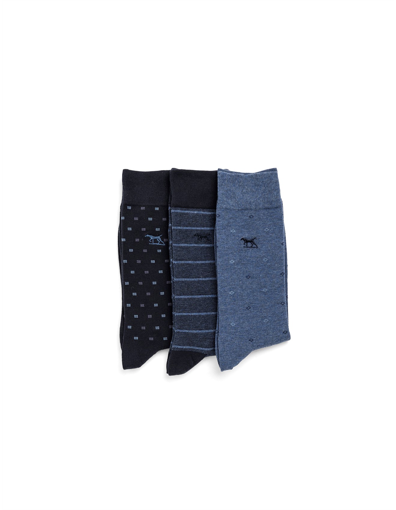 Rodd & Gunn Seafcliff Multi Sock 3 Pack -Blue Multi | David Jones