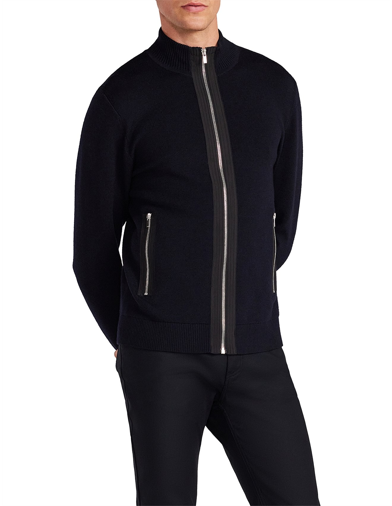 Calibre Multi Stitch Zip Knit Jacket | David Jones