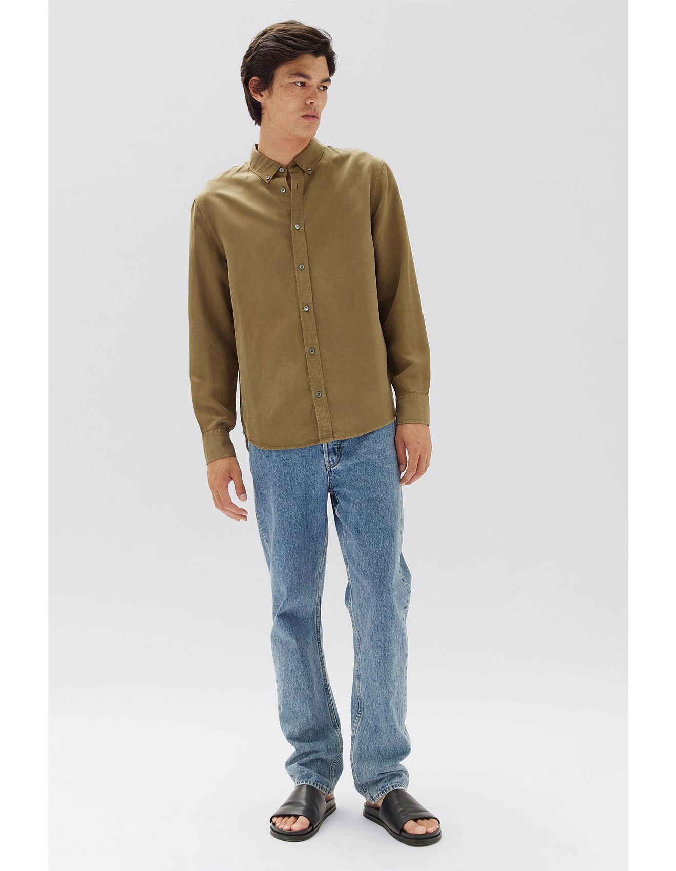 Assembly Label Rosco Long Sleeve Shirt Pea | David Jones