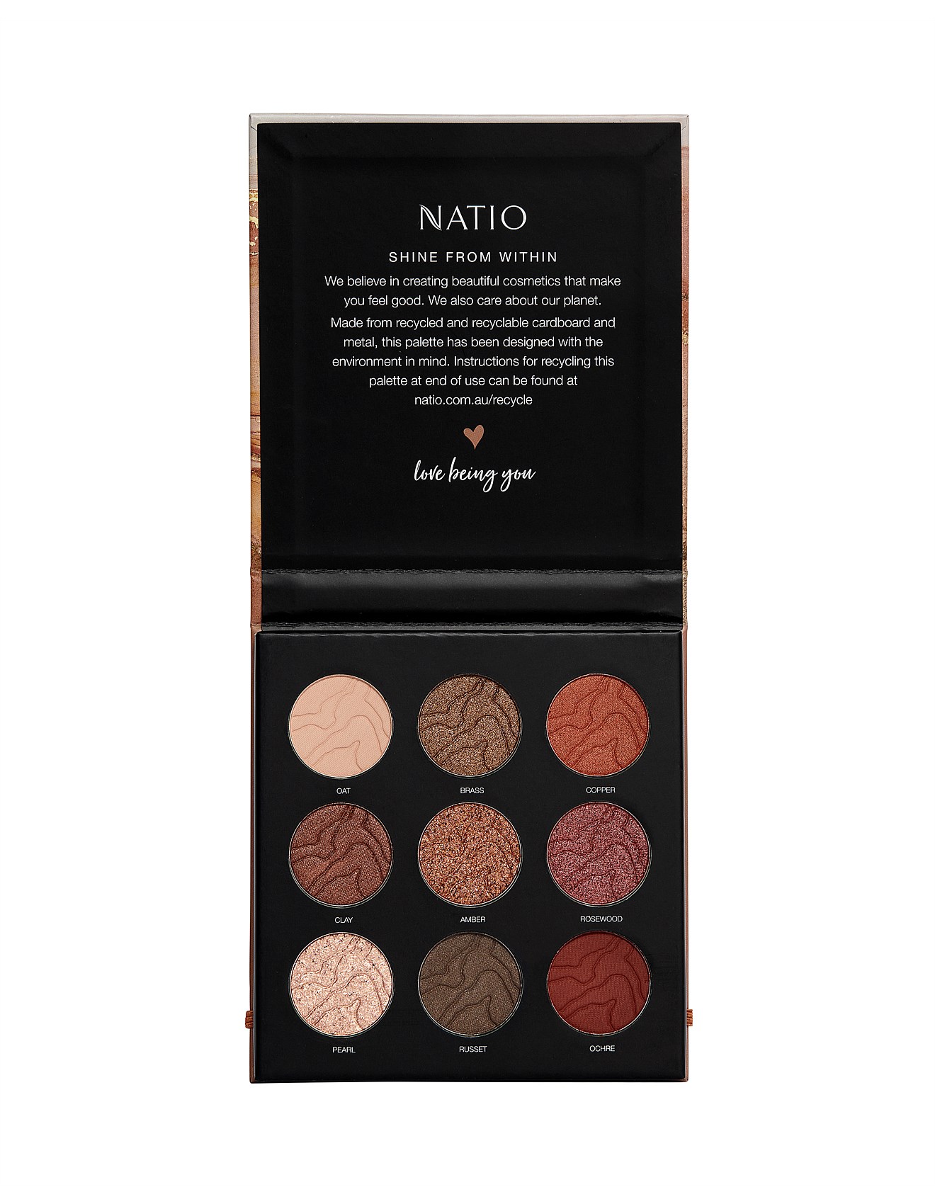 Natio Mineral Eyeshadow Palette -Luminous Amber 9g | David Jones