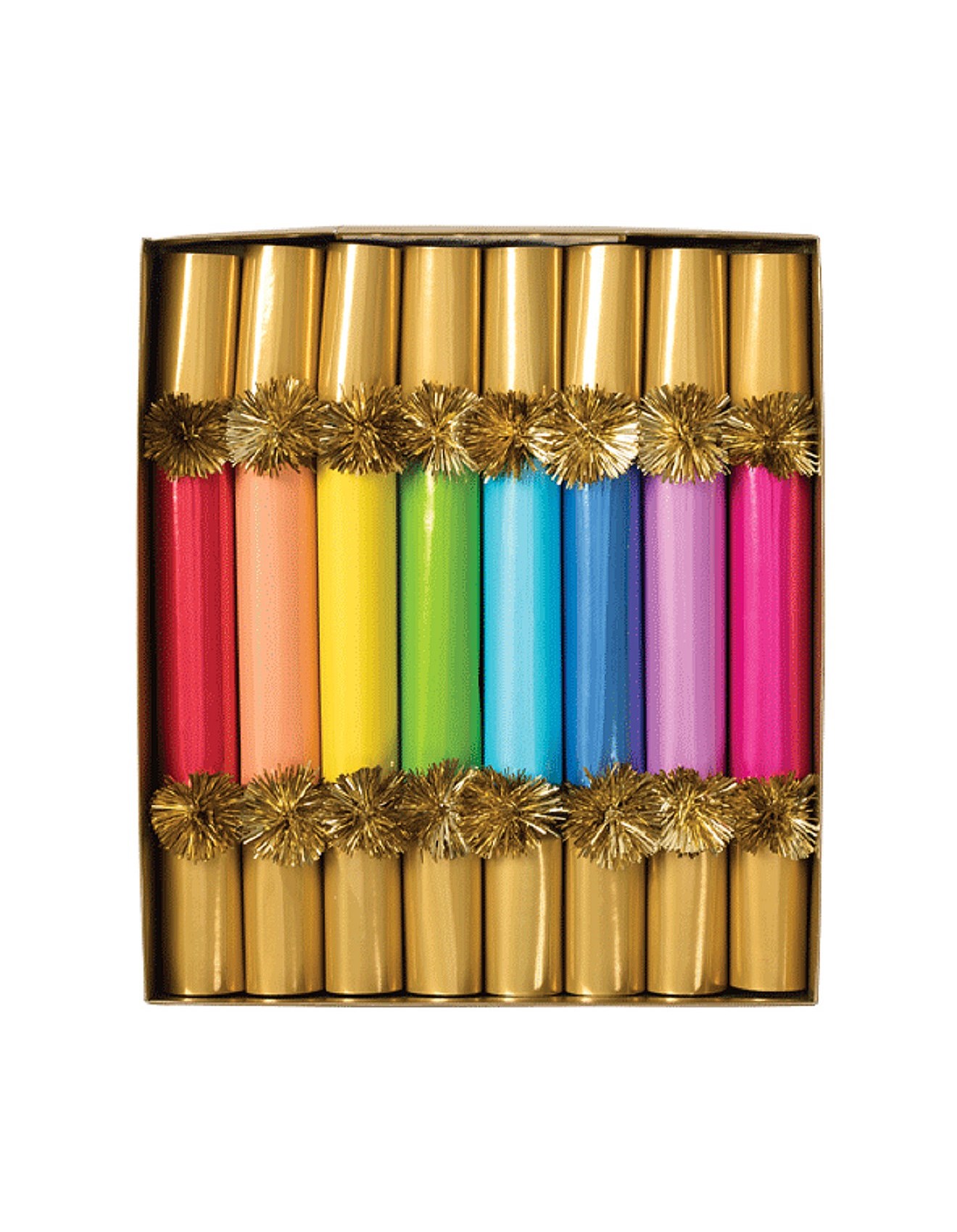 Caspari Crackers Slim 30.5cm -Color Palette With Pom Poms (box 8 ...